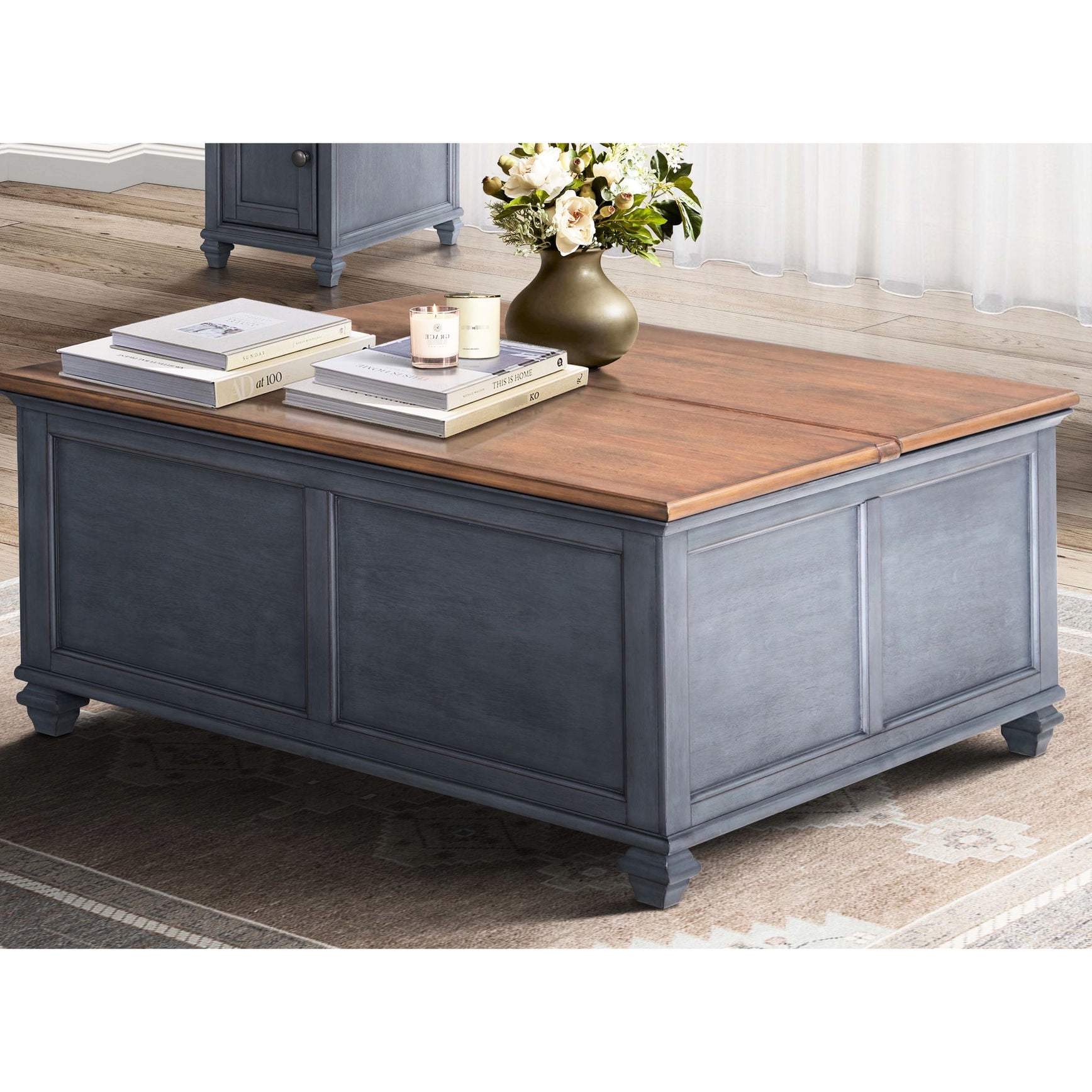40-inch Wide Table - Lift-Top for Work and Relax - Indoor Living - Coastal Blue Aesthetic ...