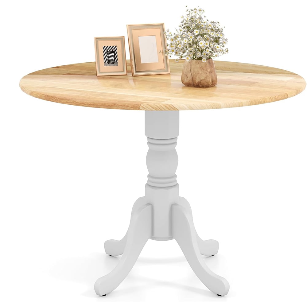 40-inch Wooden Kitchen Table, Multifunction Round Dining Table for 4 ...