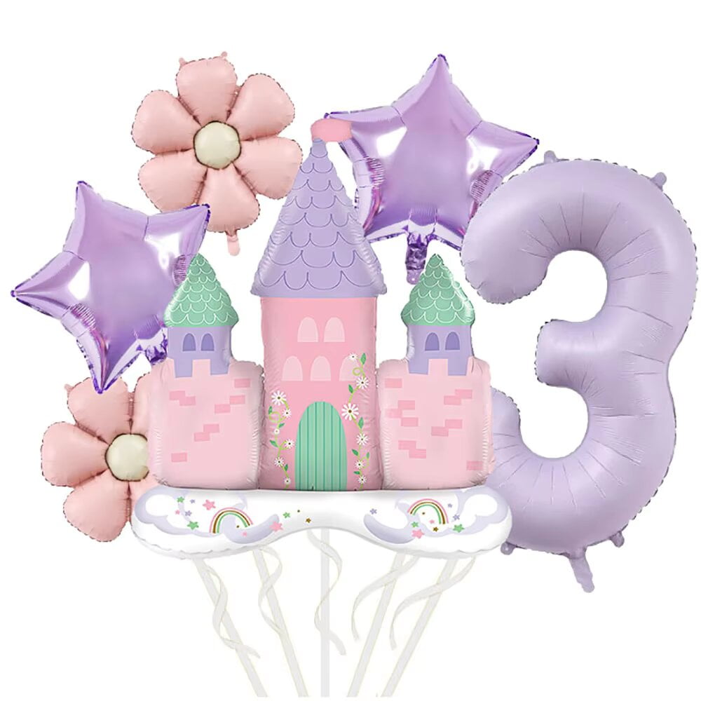 40 inch light purple number 3 balloon, princess Castle balloon Daisy ...