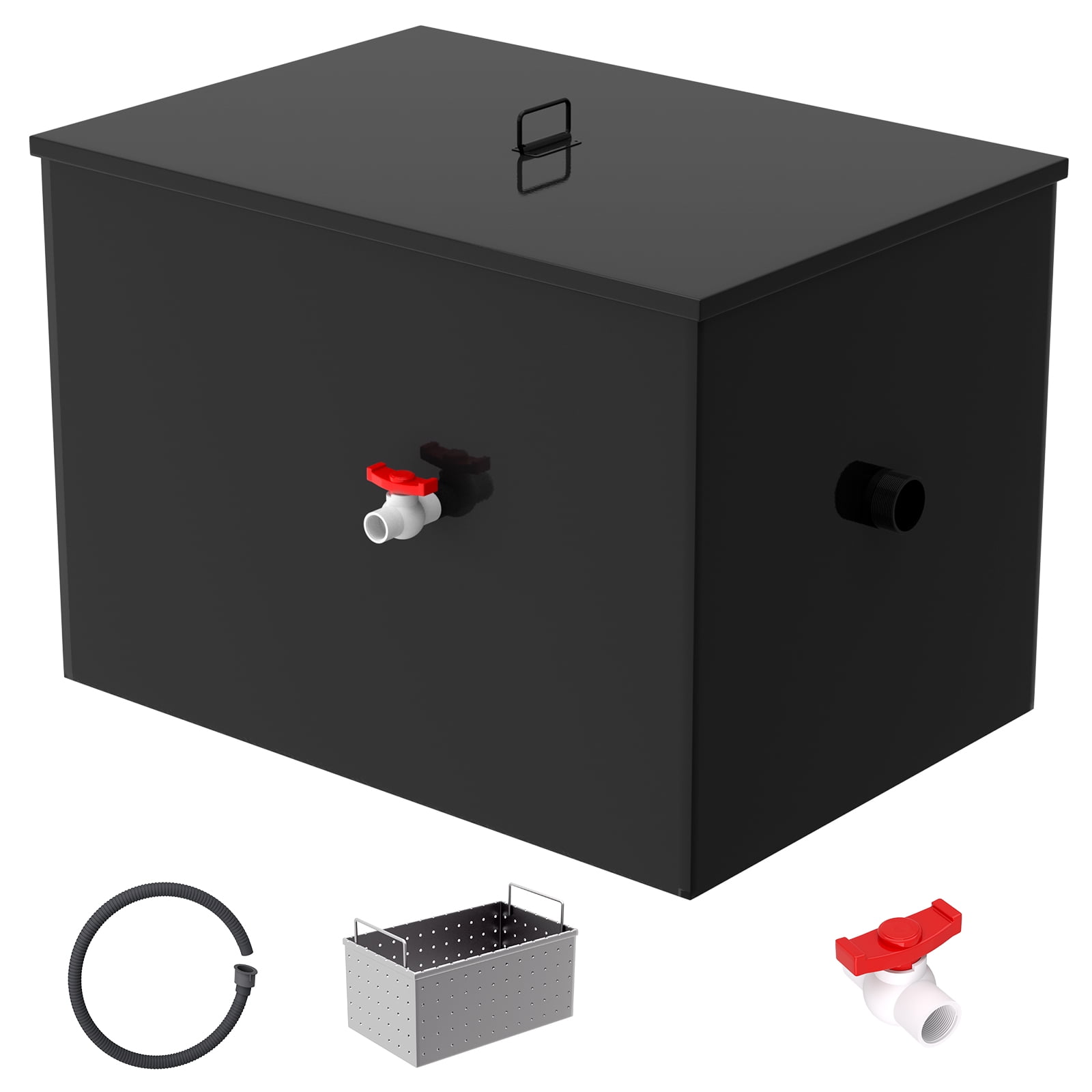 40 lb Commercial Grease Interceptor, Heavy-Duty Carbon Steel, Rust ...