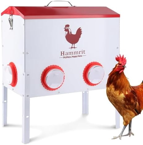 40 lb Large Automatic Chicken Feeder - 6 Feeding Ports, Anti-Waste ...