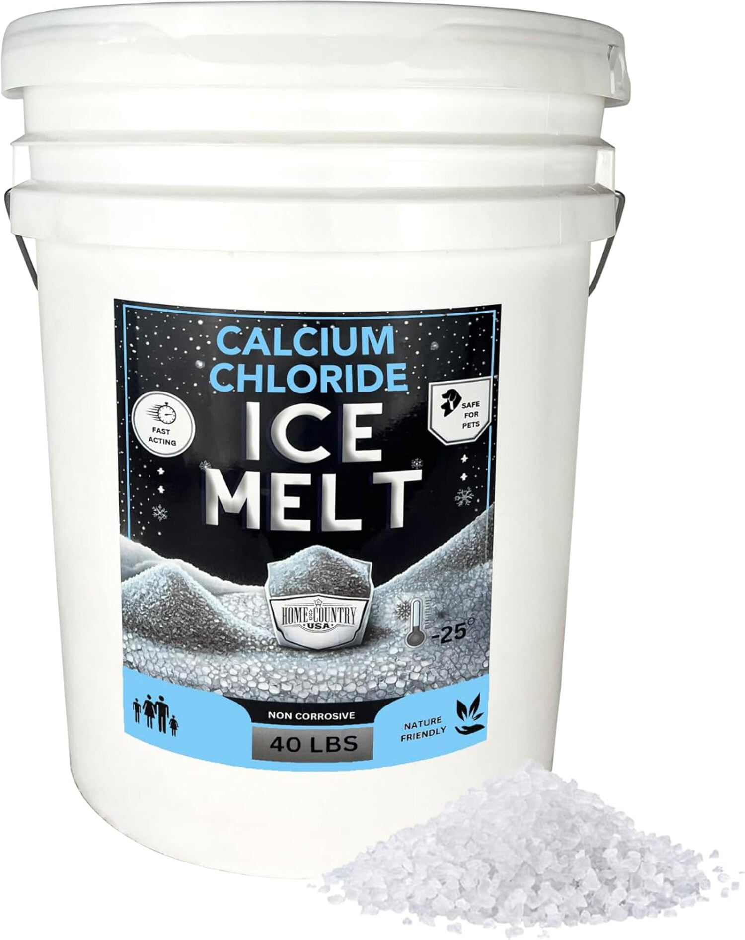 40 lb Pail - Calcium Chloride Pellets for Ice Melt - Fast-Acting Safe ...