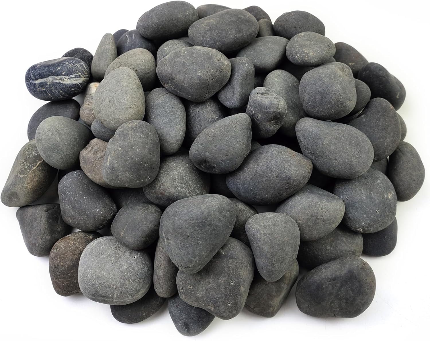 40 lbs Natural Black Rocks Mexican Beach Pebbles, 2-3 Inch Decorative ...