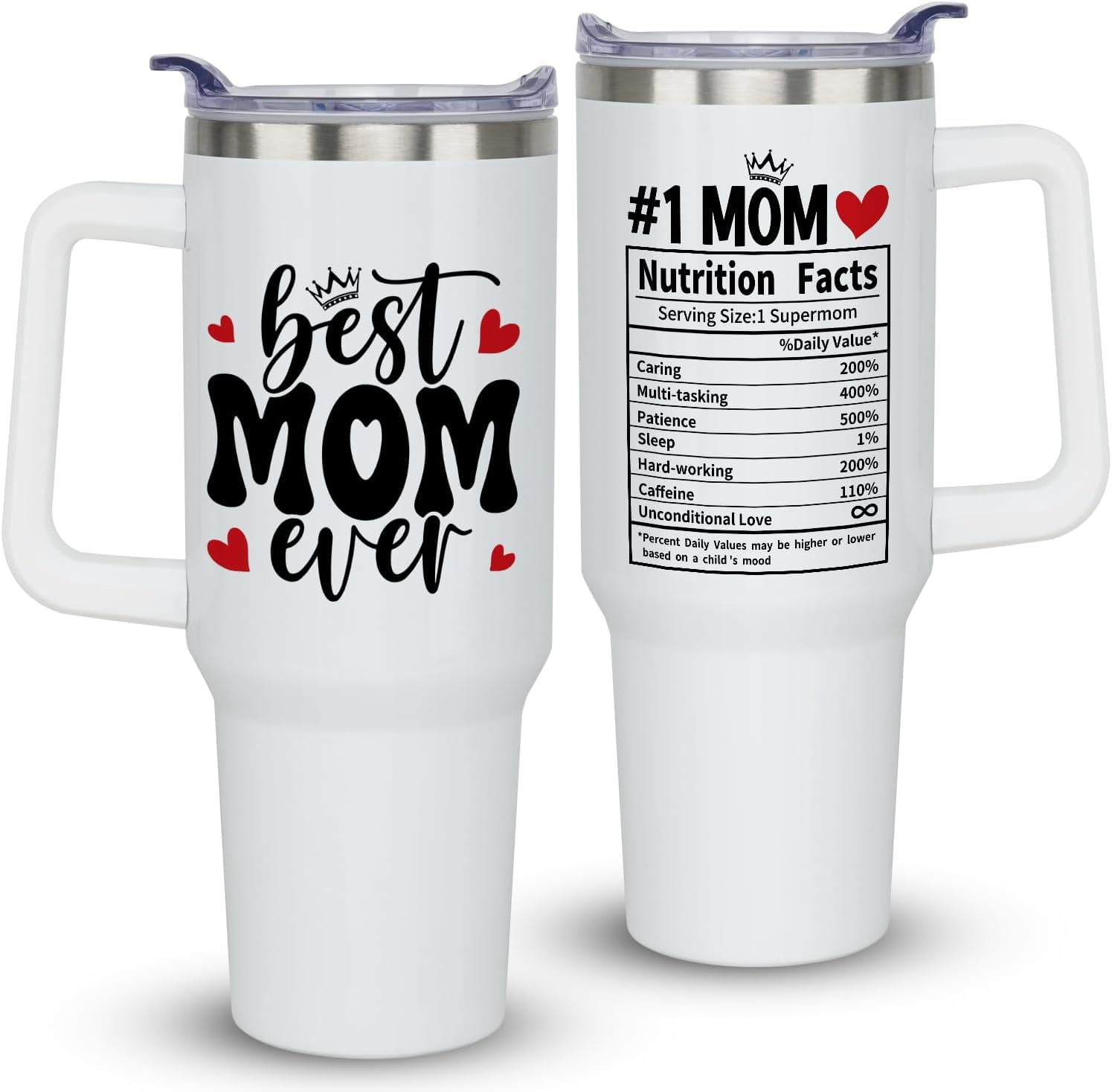 40 oz #1 Best Mom Ever Nutrition Facts Mothers Day Cup Tumbler with ...