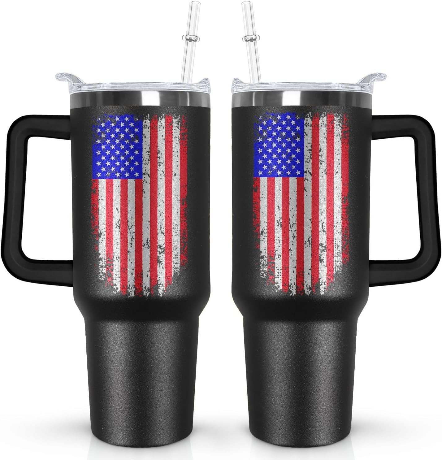 40 oz American flag Tumbler with Handle,American Flag Gifts for Men, 40 oz Dad Vacuum Insulated ...