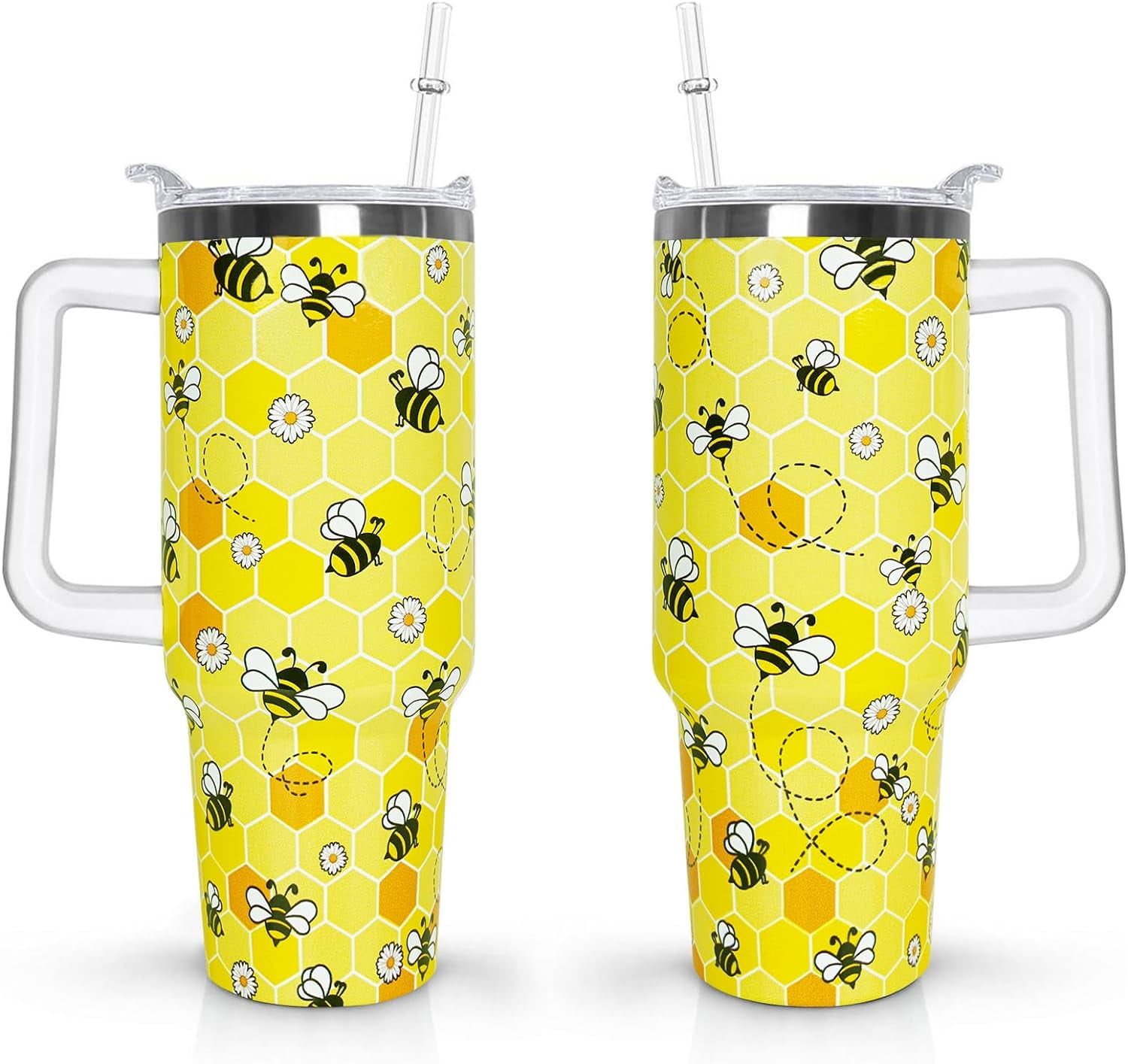 40 oz Bee Tumbler with Handle and Straw Lid Bee Themed Gifts for ...