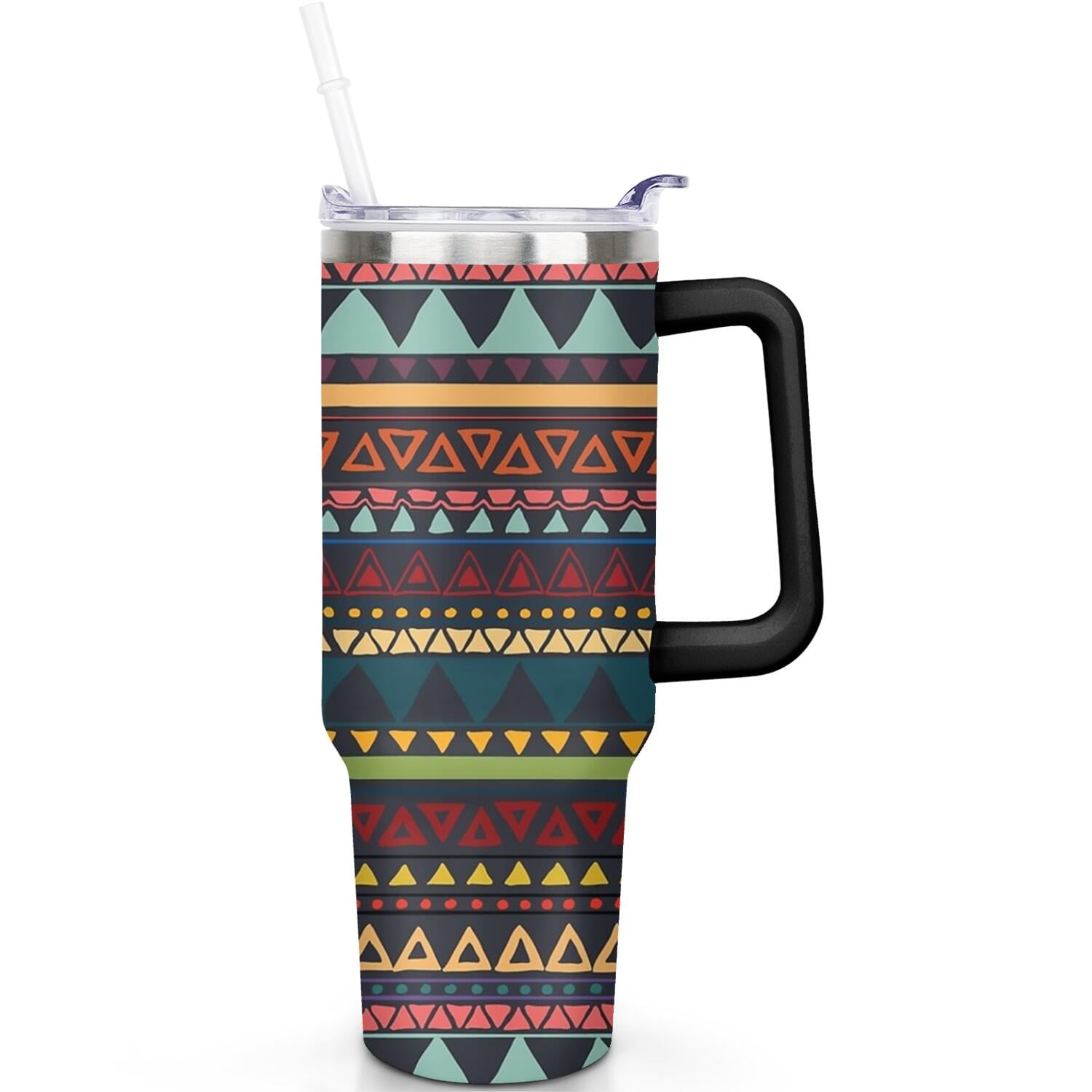 40 oz Boho Tumbler, Handle | 40oz Bohemia Theme Tumbler, Spill-Proof ...