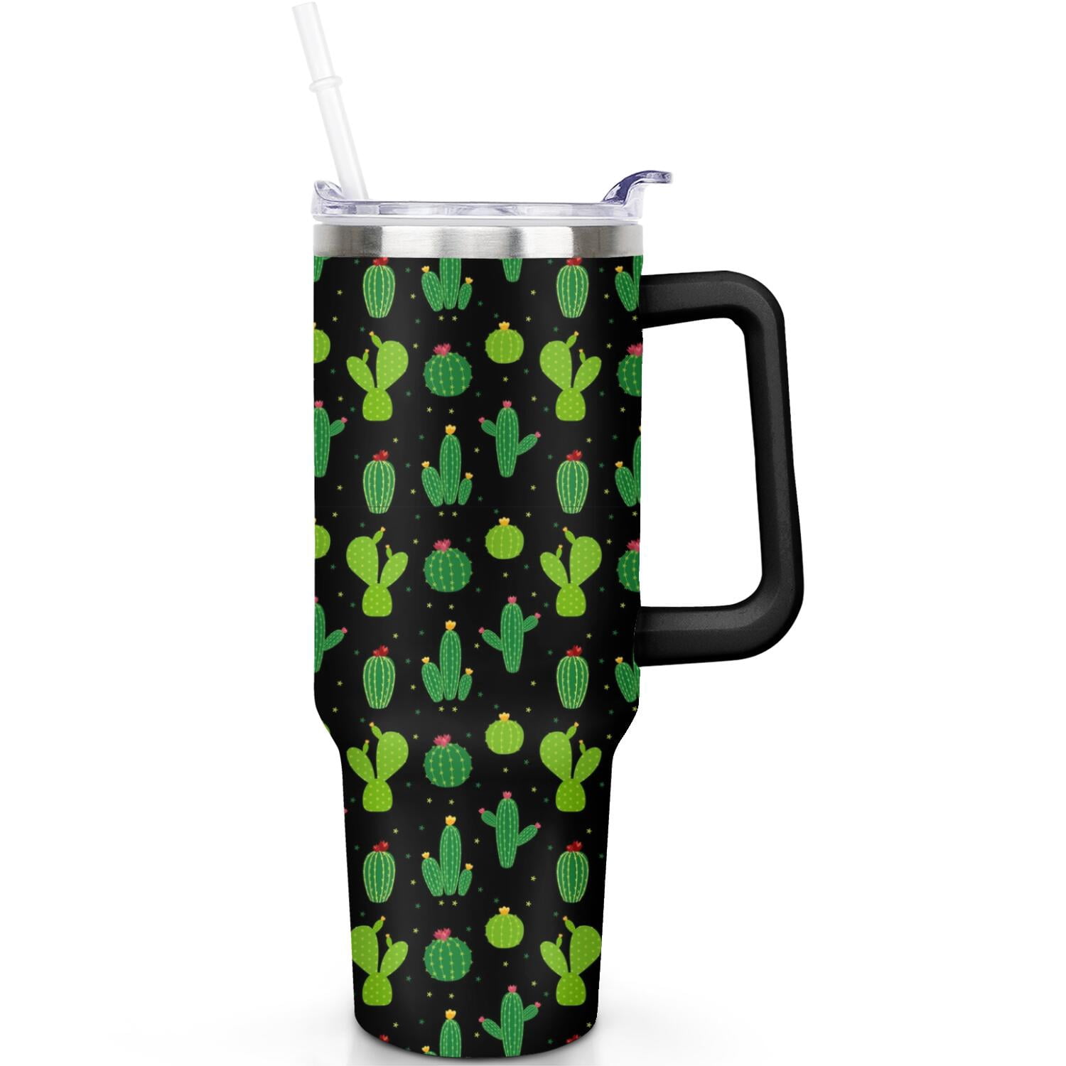 40 oz Cactus Tumbler with Handle Flip Straw Lid Leak Proof Travel 40oz ...