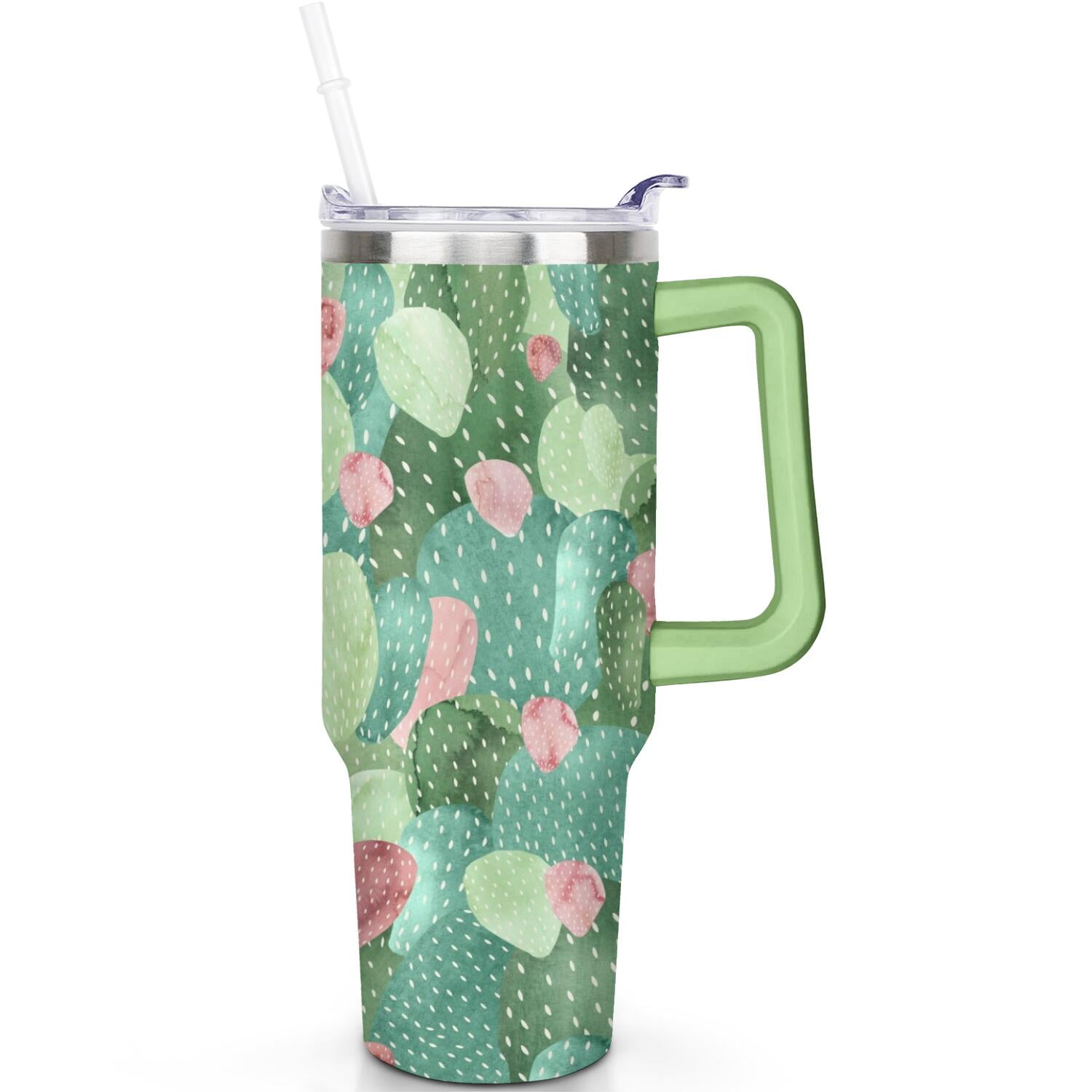 40 oz Cactus Tumbler with Handle Flip Straw Lid Travel Lids Straws 40oz ...