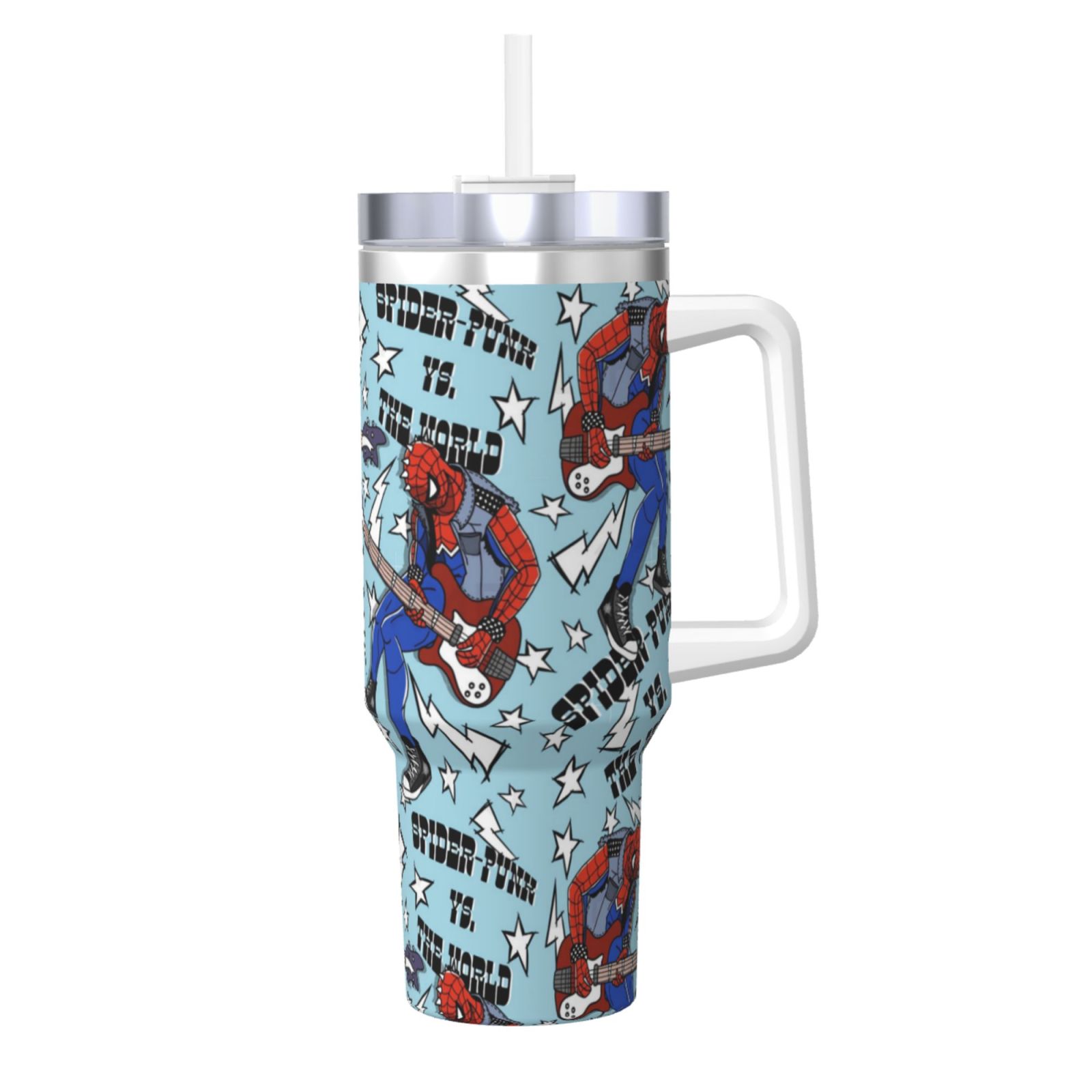 40 oz Cartoon Anime Spider Man Tumbler with Handle and Straw,Double ...