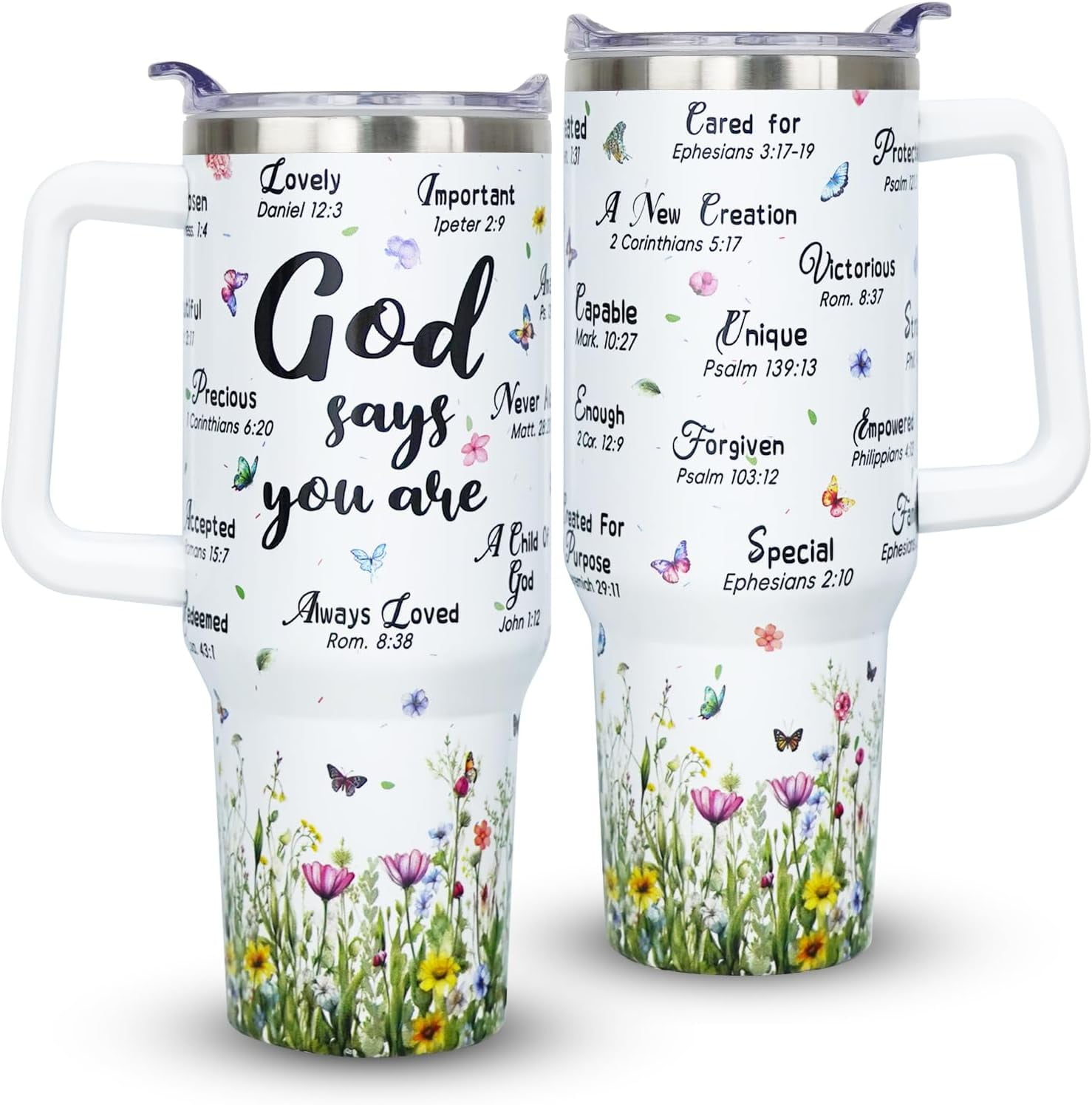 40 oz Christian Tumblers with Handle Gifts for Women, Scripture Bible ...