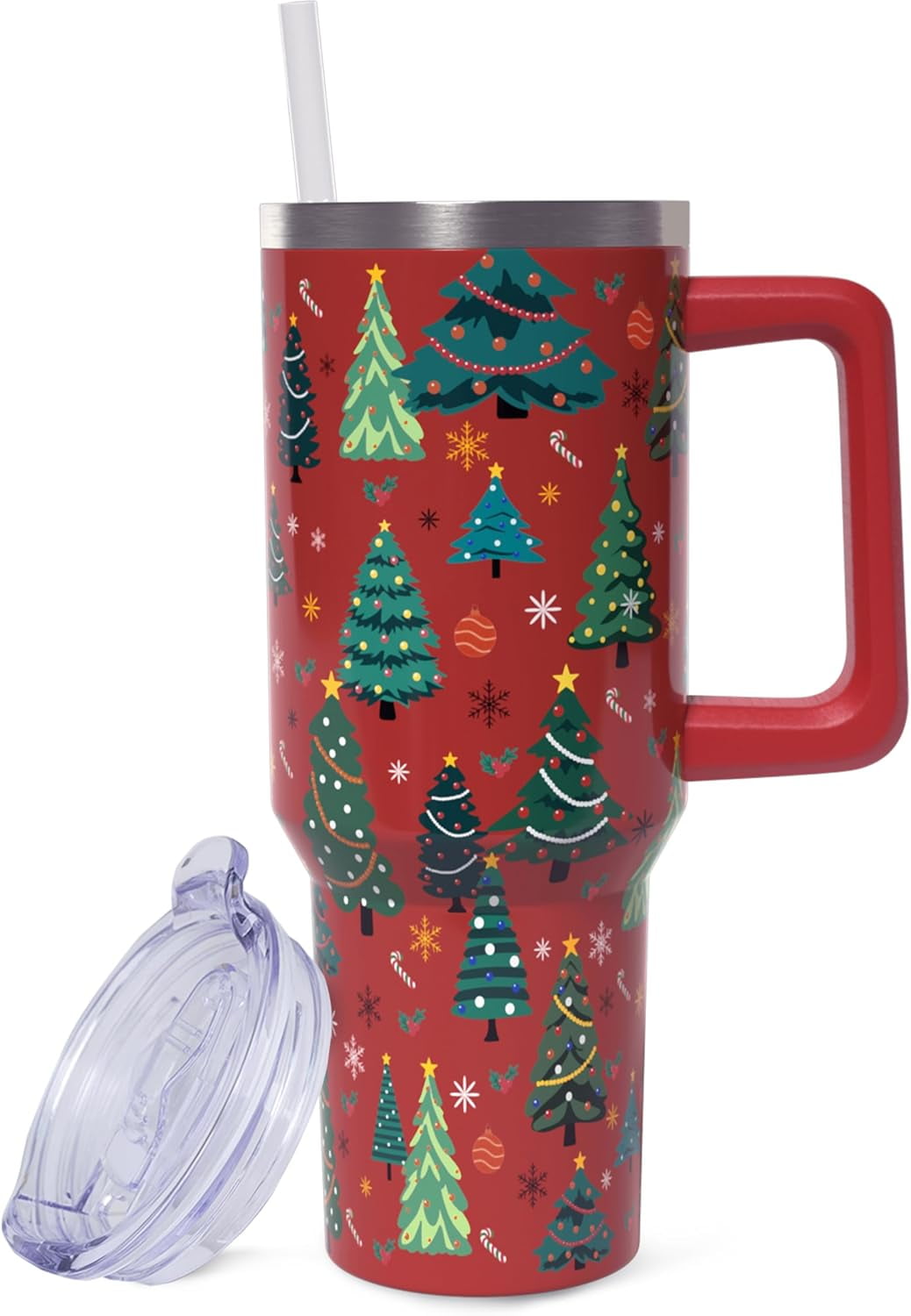 40 oz Christmas Tumbler with Handle and Straw, Stainless Steel ...