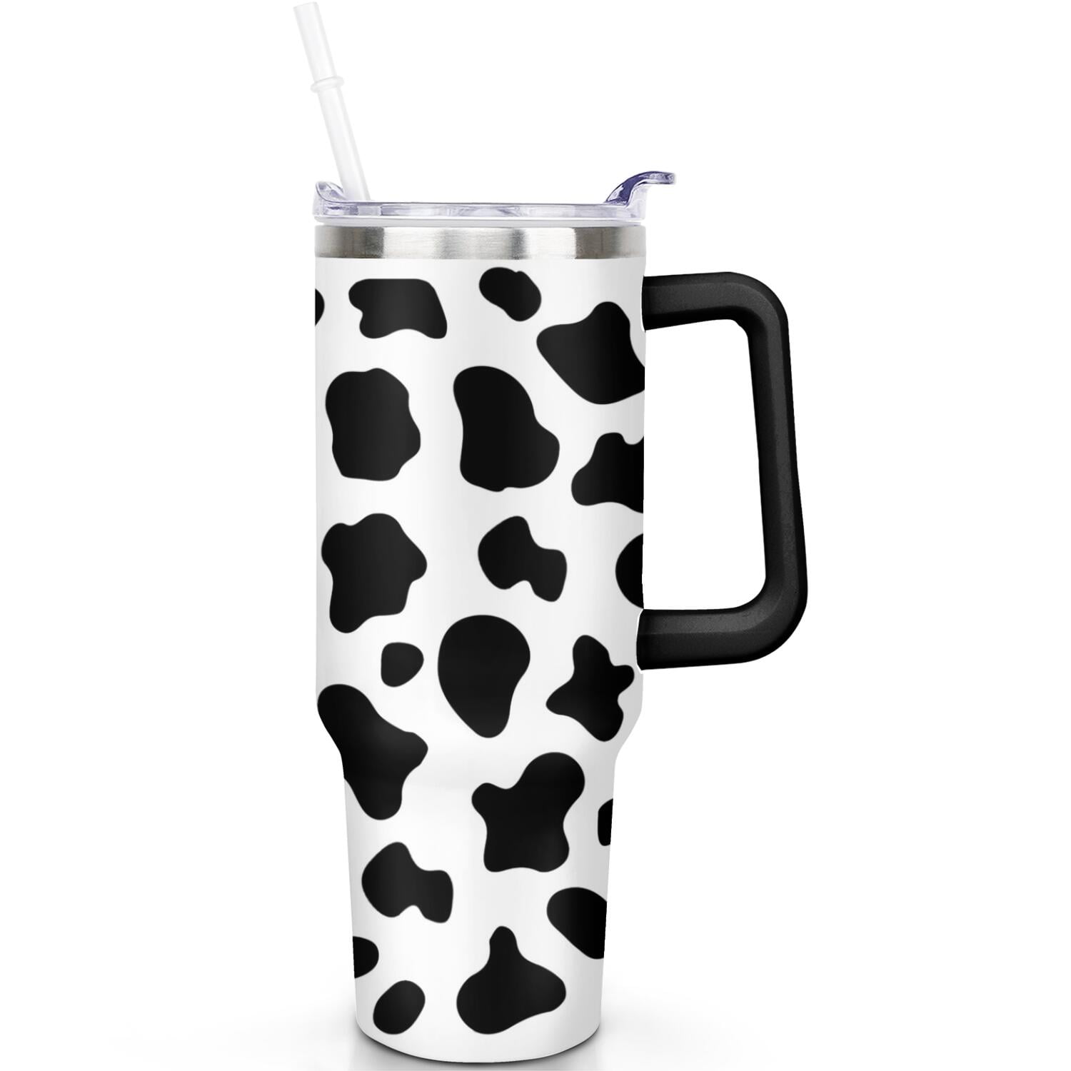 40 oz Cow Print Theme Tumbler Handle SpillProof Lid Straw 40oz Cow ...