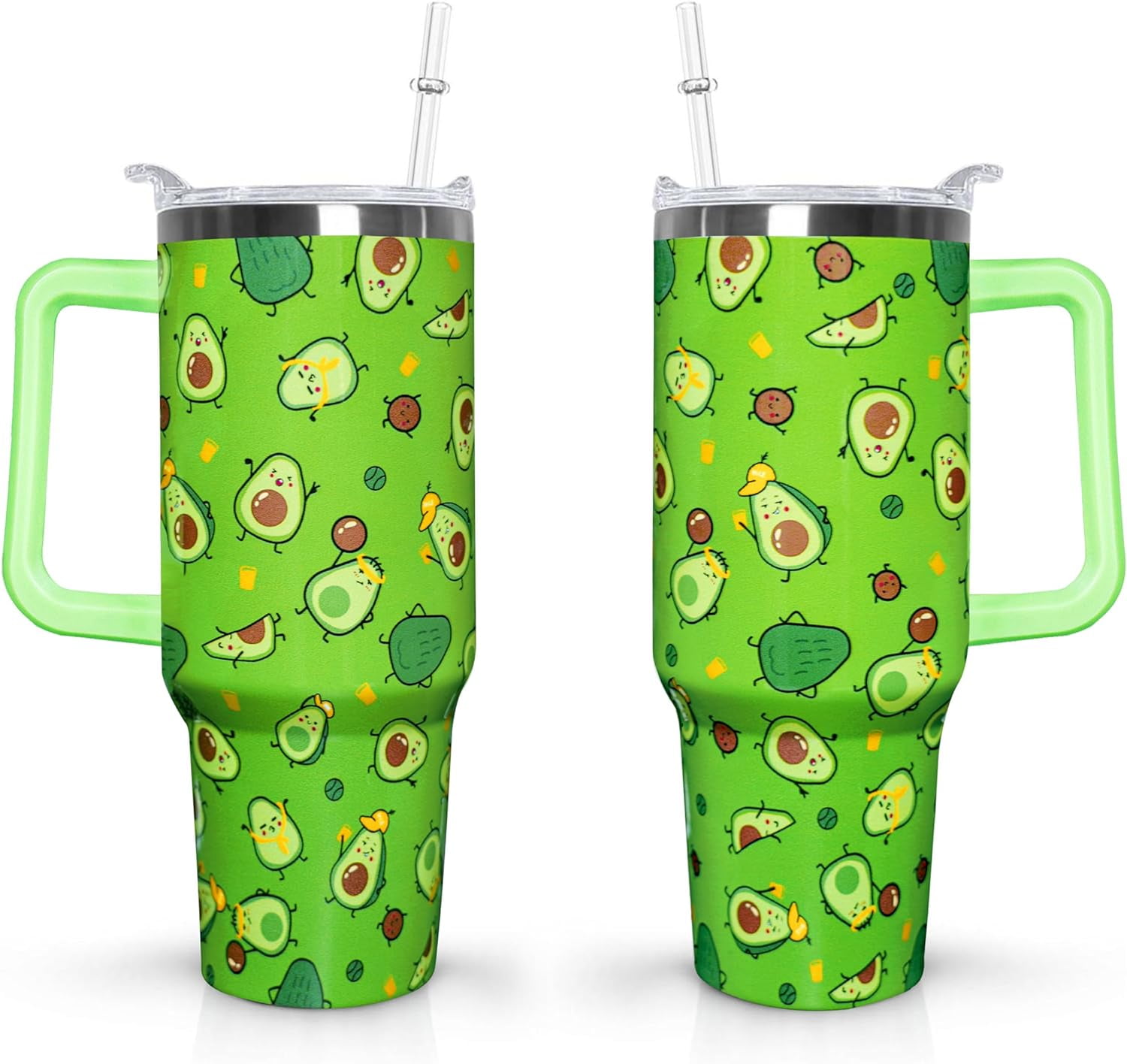 40 oz Cute Avocado Tumbler with Handle and Straw Lid Avocado Lovers ...