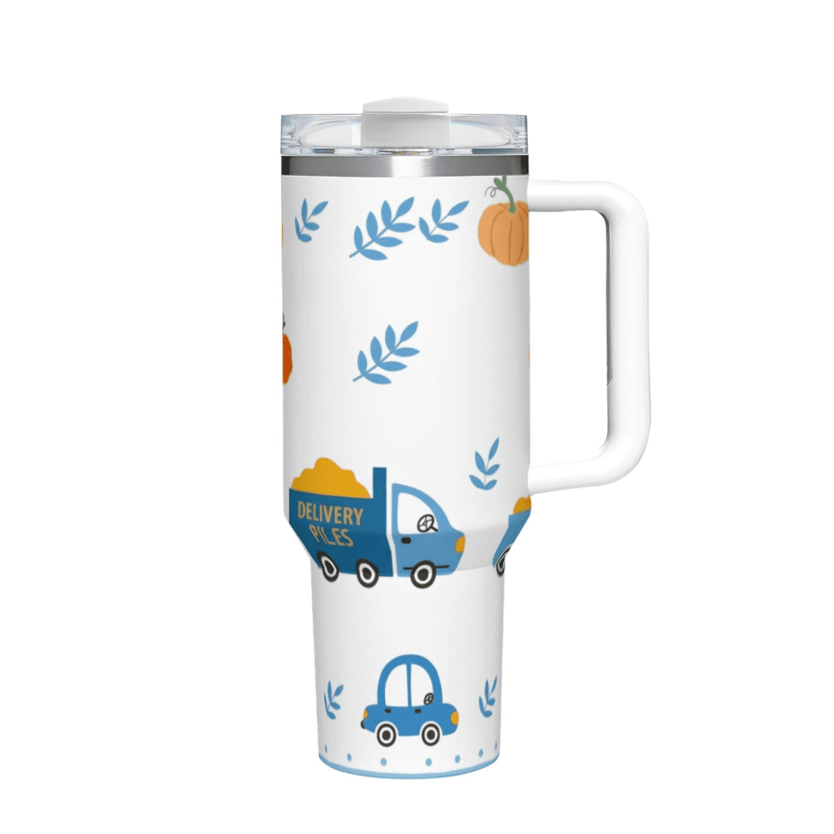 40 oz Cute Fall Truck & Pumpkin Print Tumbler with Handle & Straw ...