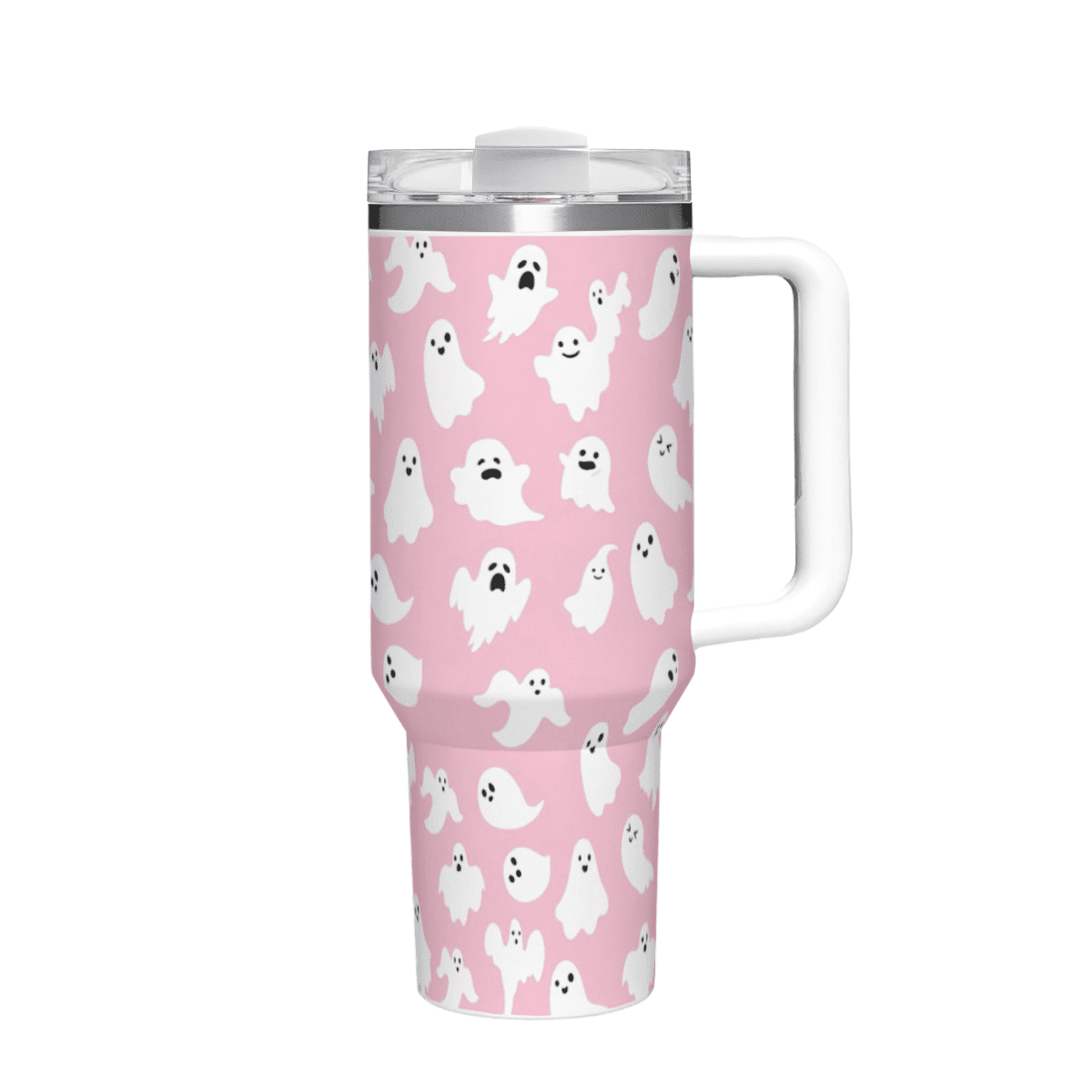 40 oz Cute Ghost Print Tumbler with Handle & Straw, Pink Halloween ...