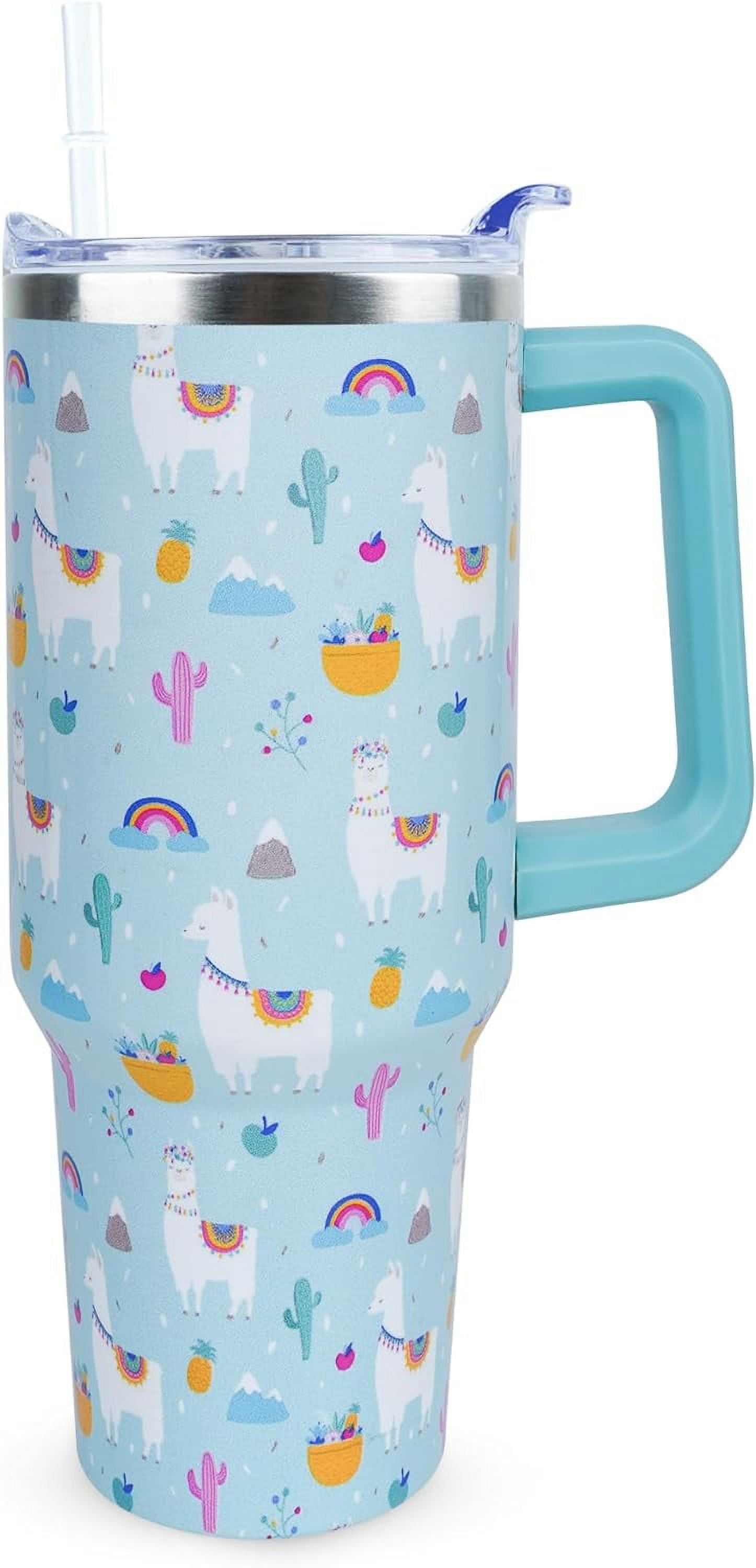 40 oz Cute Llama Tumbler with Handle and Straw, Alpaca Stainless Steel ...