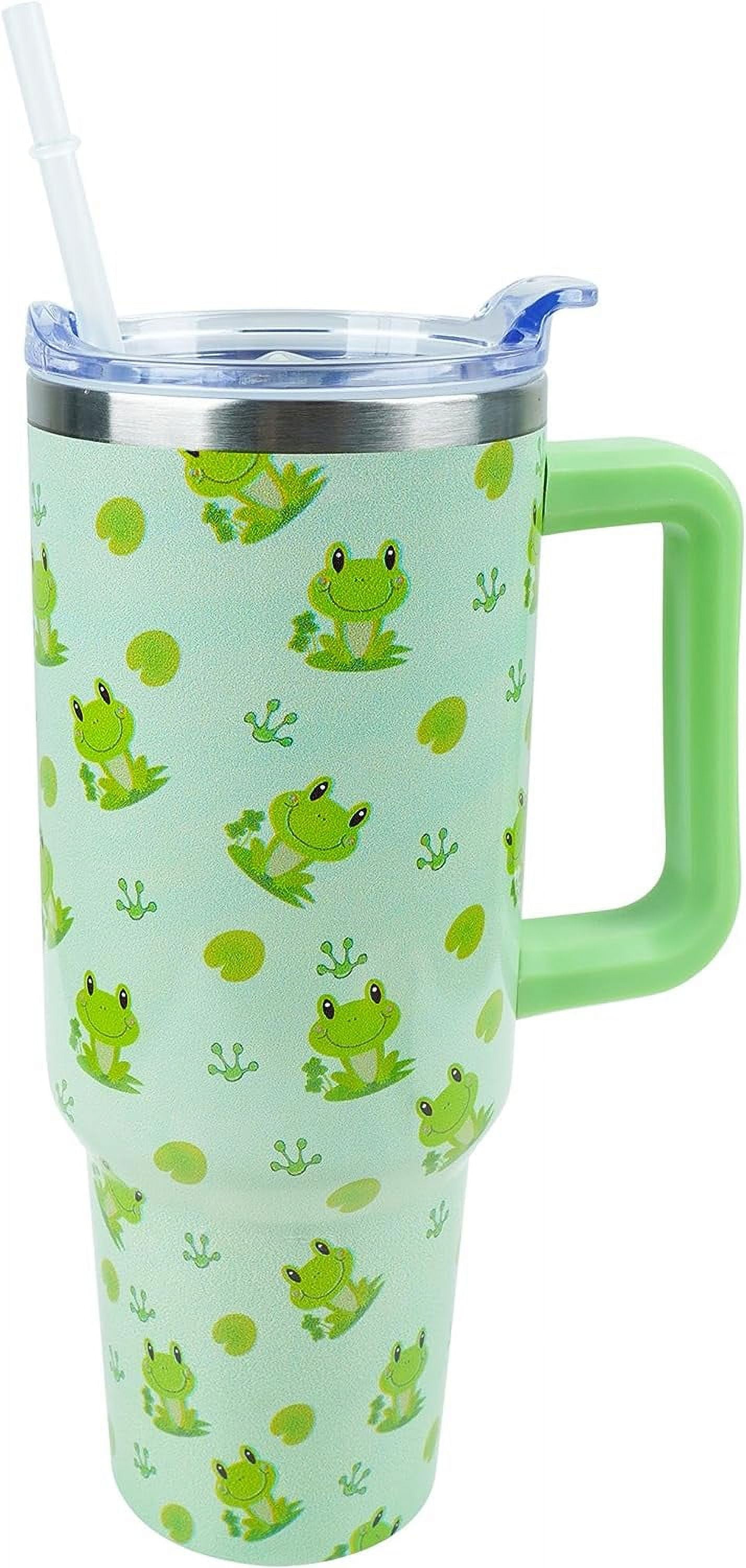 40 oz Frog Tumbler with Handle and Straw Lid Leak Proof, Frogs Design ...