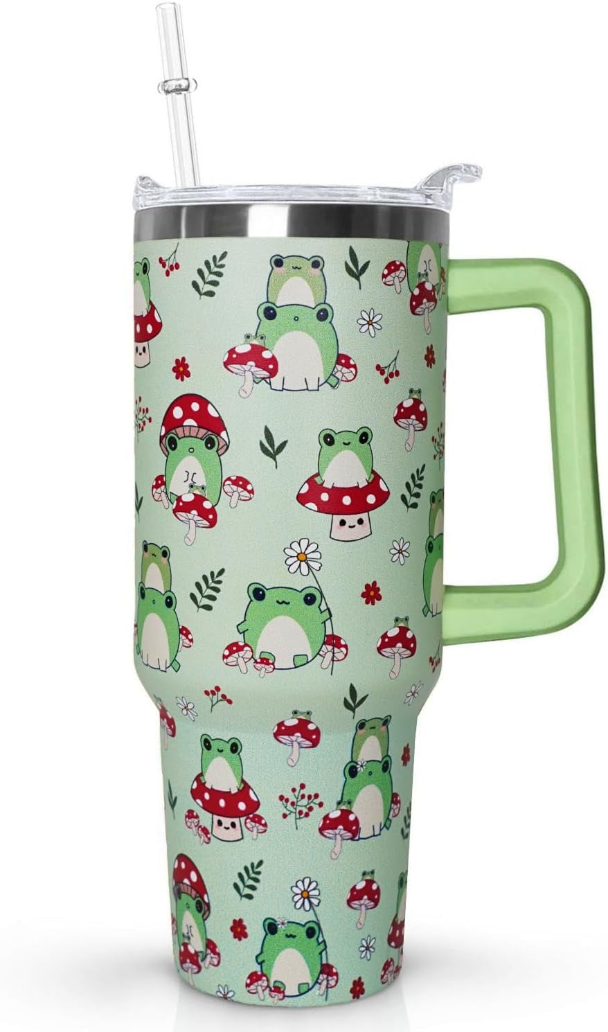 40 oz Frog Tumbler with Handle Lid and Straw,Frog Gifts for Women,Cute ...