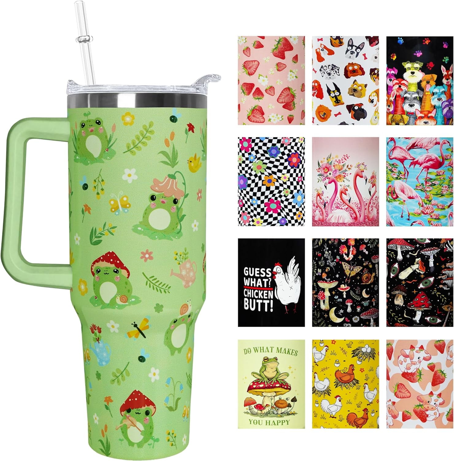 40 oz Frog Tumbler with Handle and Straw Lid 40oz Frog Themed Gifts for ...