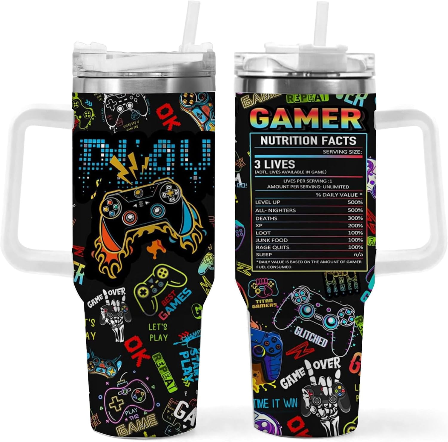 40 oz Gamer Tumbler - Gaming Mug for Men and Boys, Ideal Birthday Gift ...