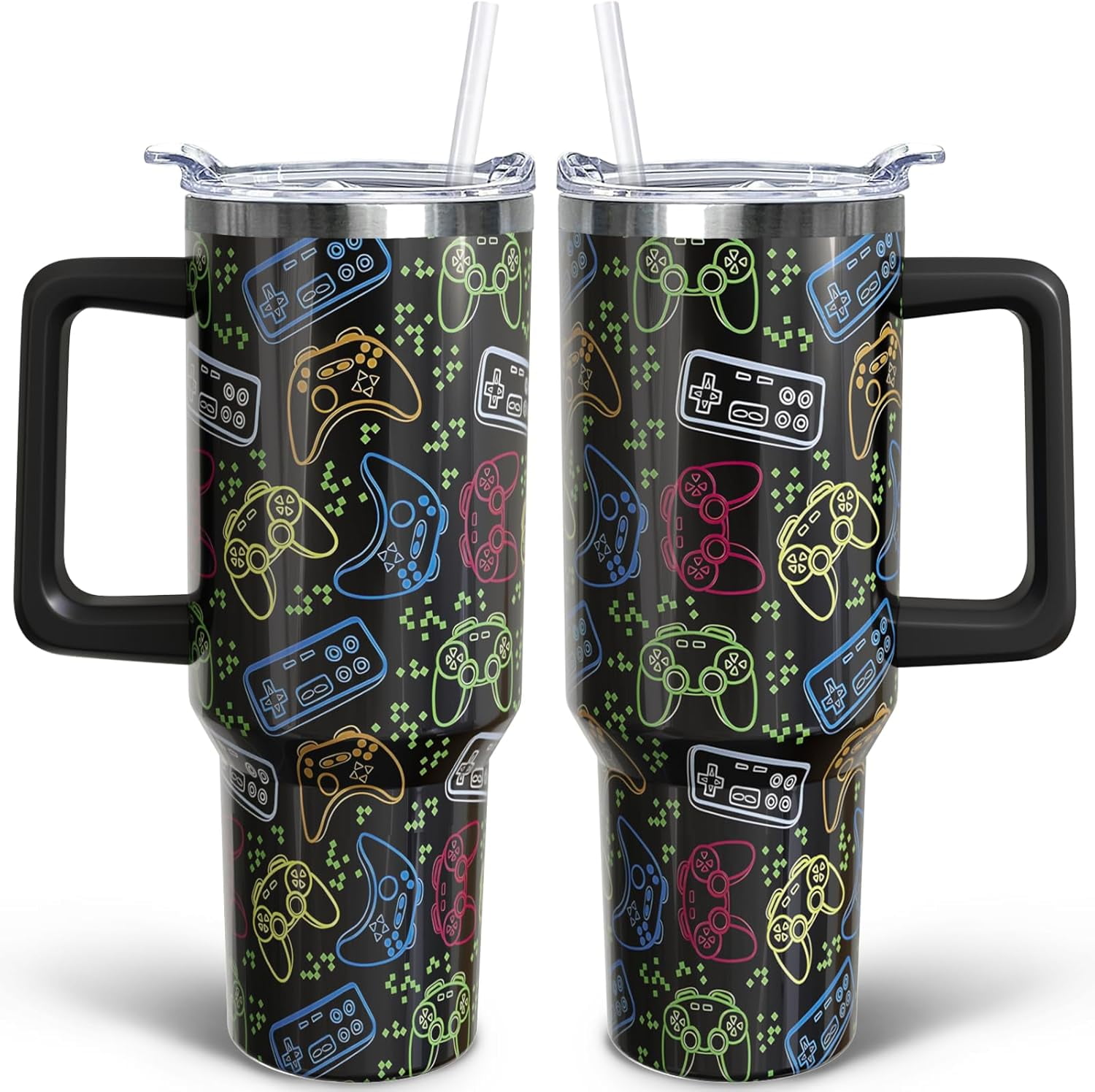40 oz Gaming Tumbler With Handle and Straw, 30oz Insulated Stainless ...