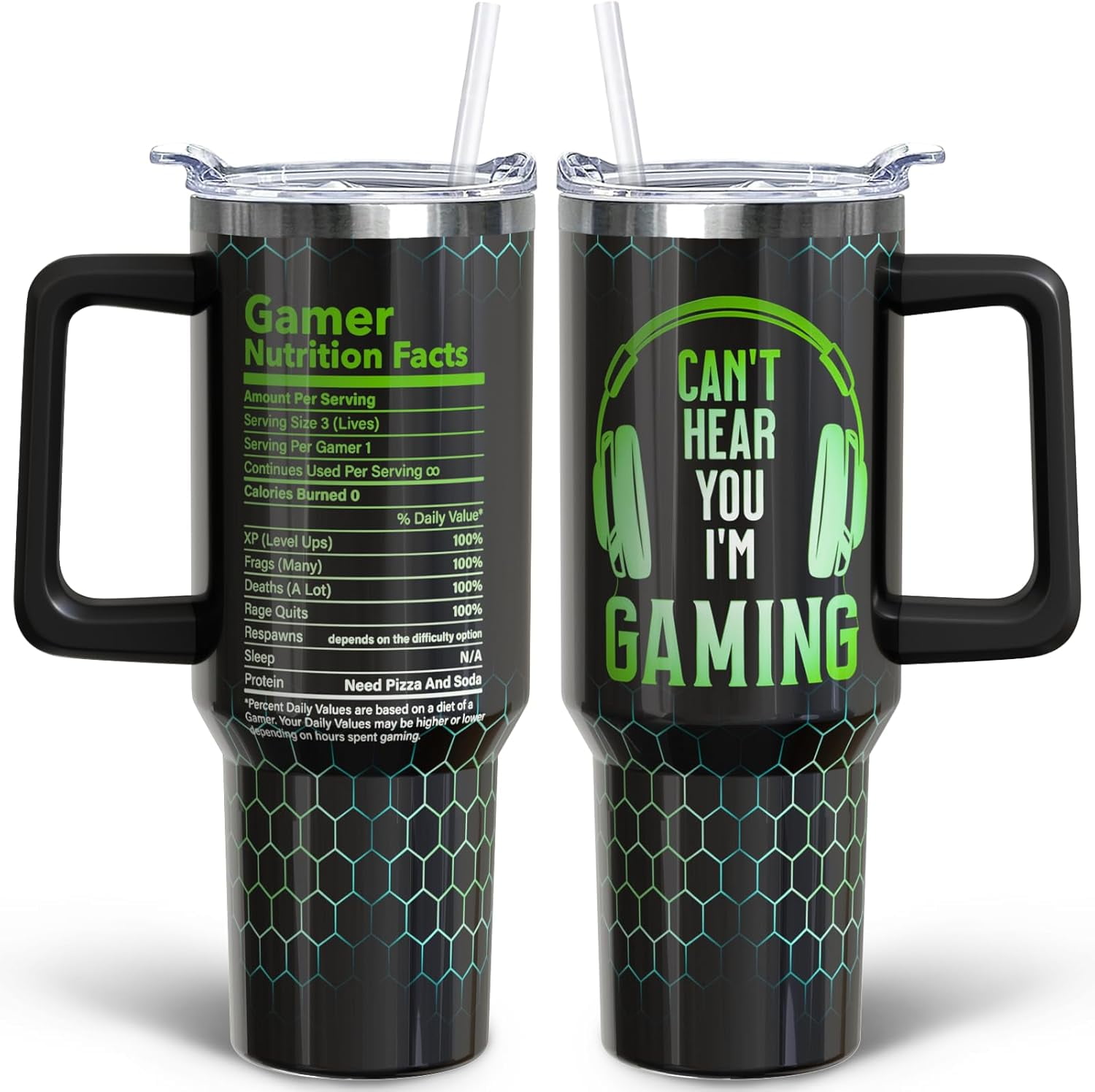40 oz Gaming Tumbler With Handle and Straw, 30oz Insulated Stainless ...