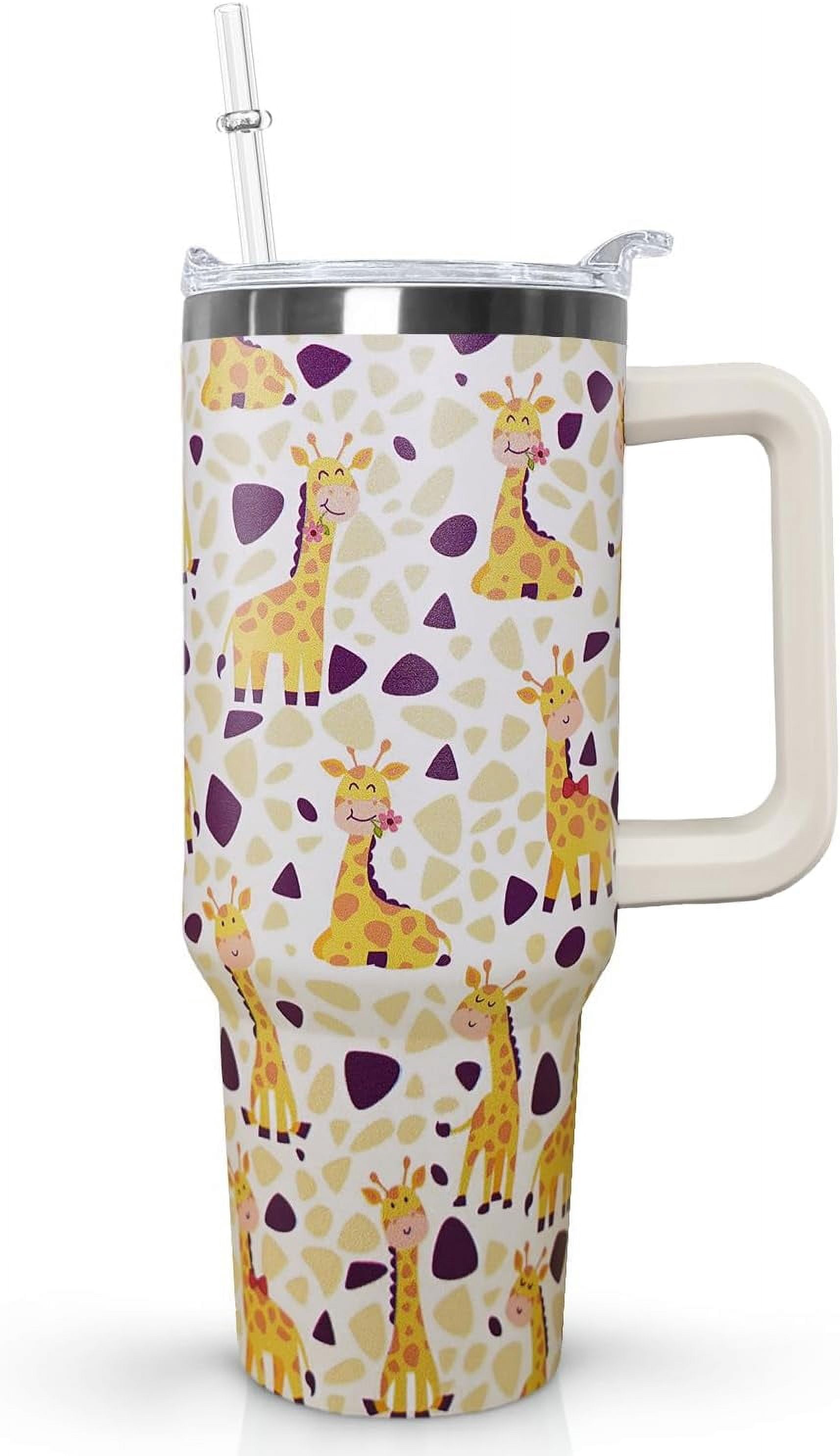 40 oz Giraffe Tumbler with lid and Straw, Giraffe Stainless Steel Cup ...