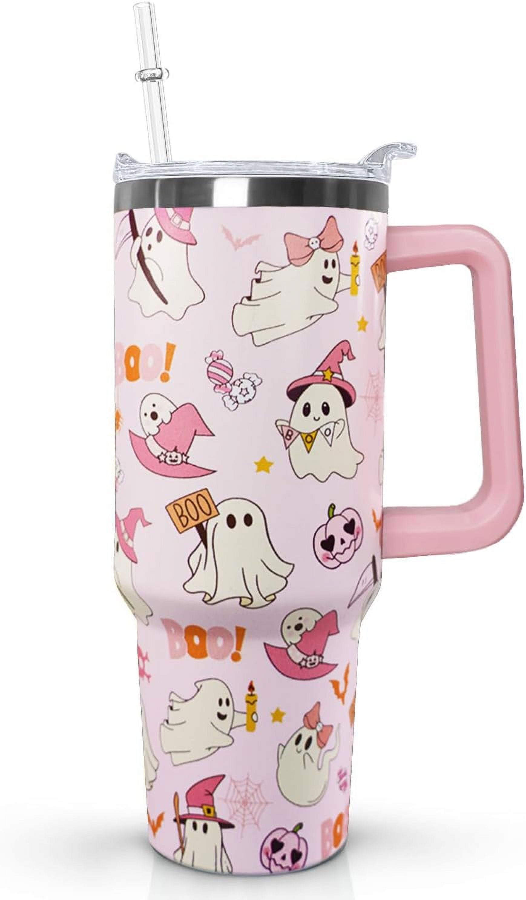 40 oz Halloween Pink Boo Tumbler Insulated Stainless Tumbler,Halloween ...