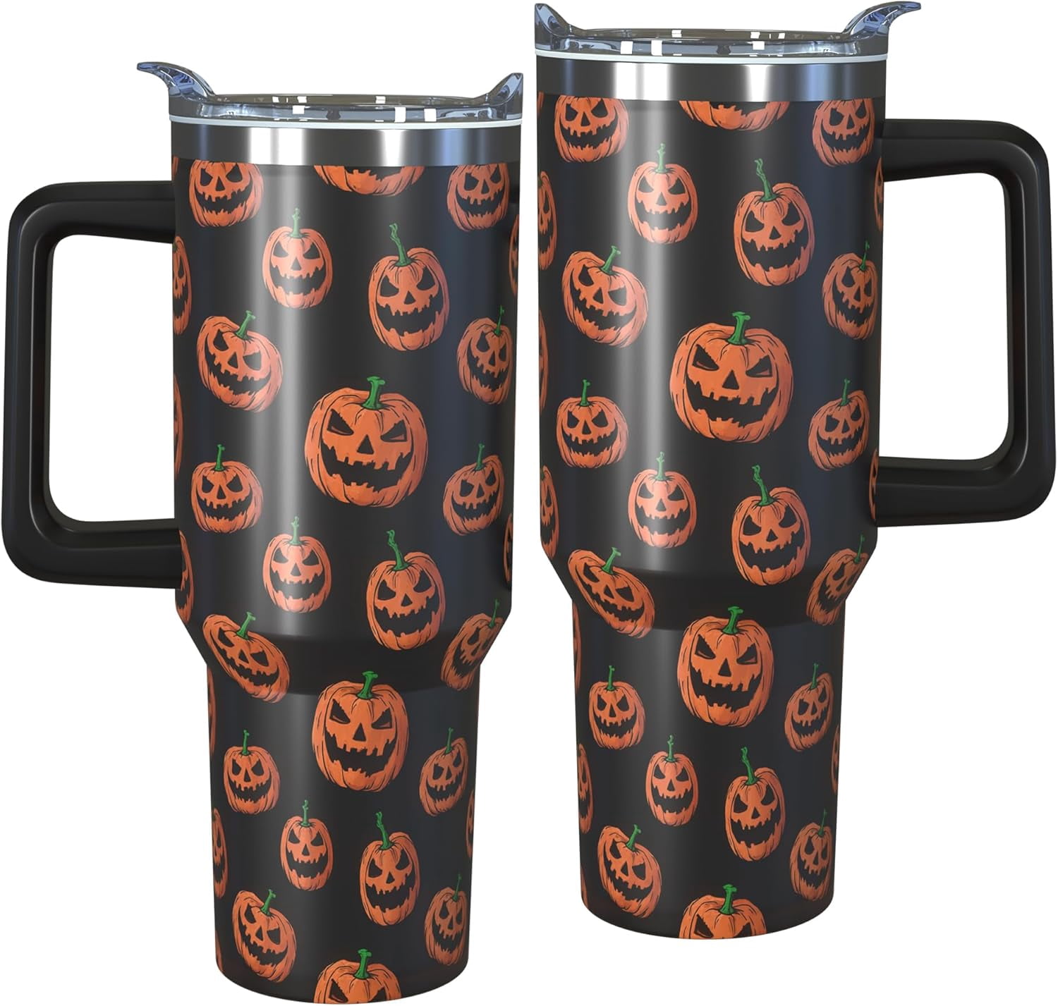 40 oz Halloween Pumpkin Tumbler with Handle and Straw, Stainless Steel ...