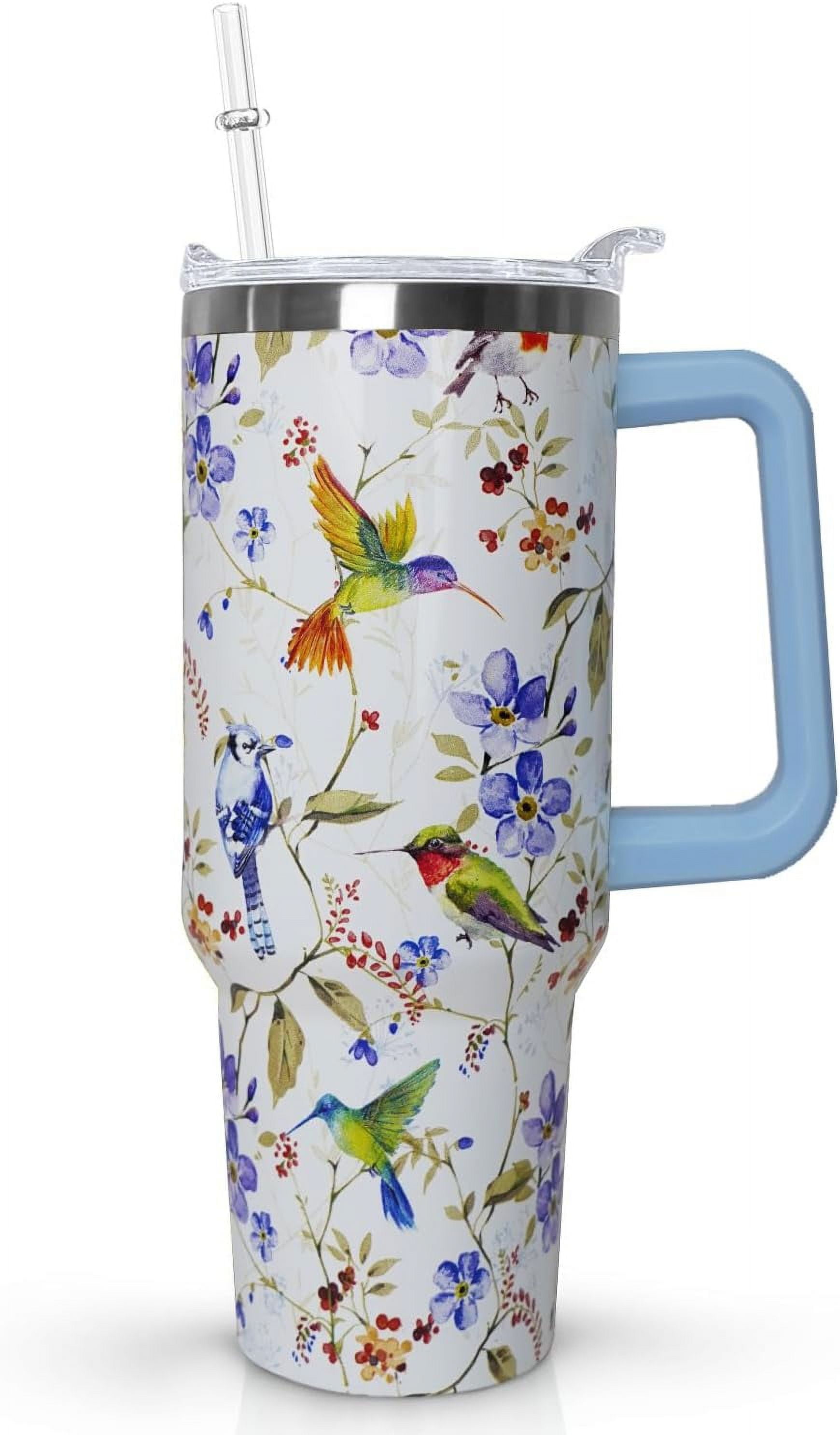 40 oz Hummingbird Tumbler with Handle Lid and Straw,Hummingbird ...