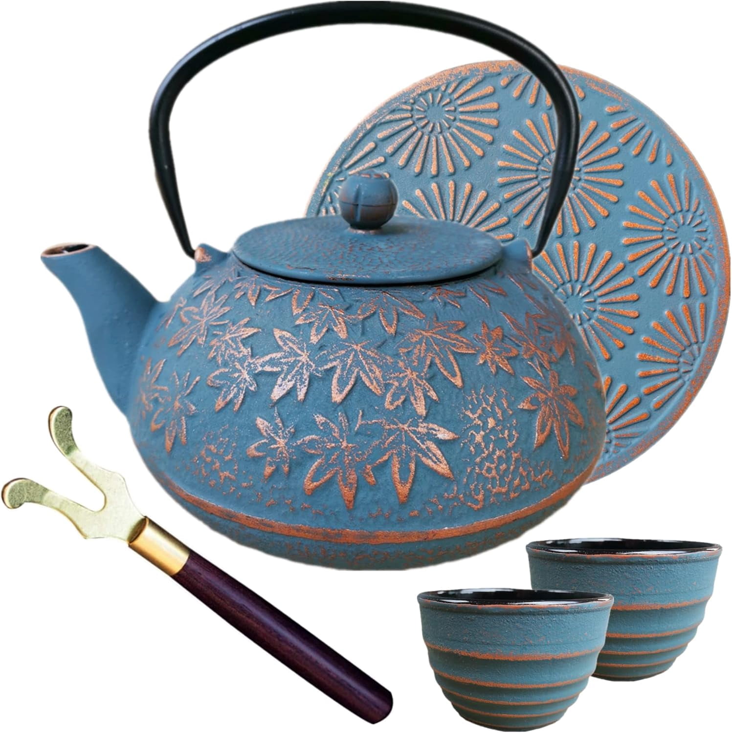 40 oz Japanese Style Cast Iron Teapot Set with Infuser and Trivet for ...