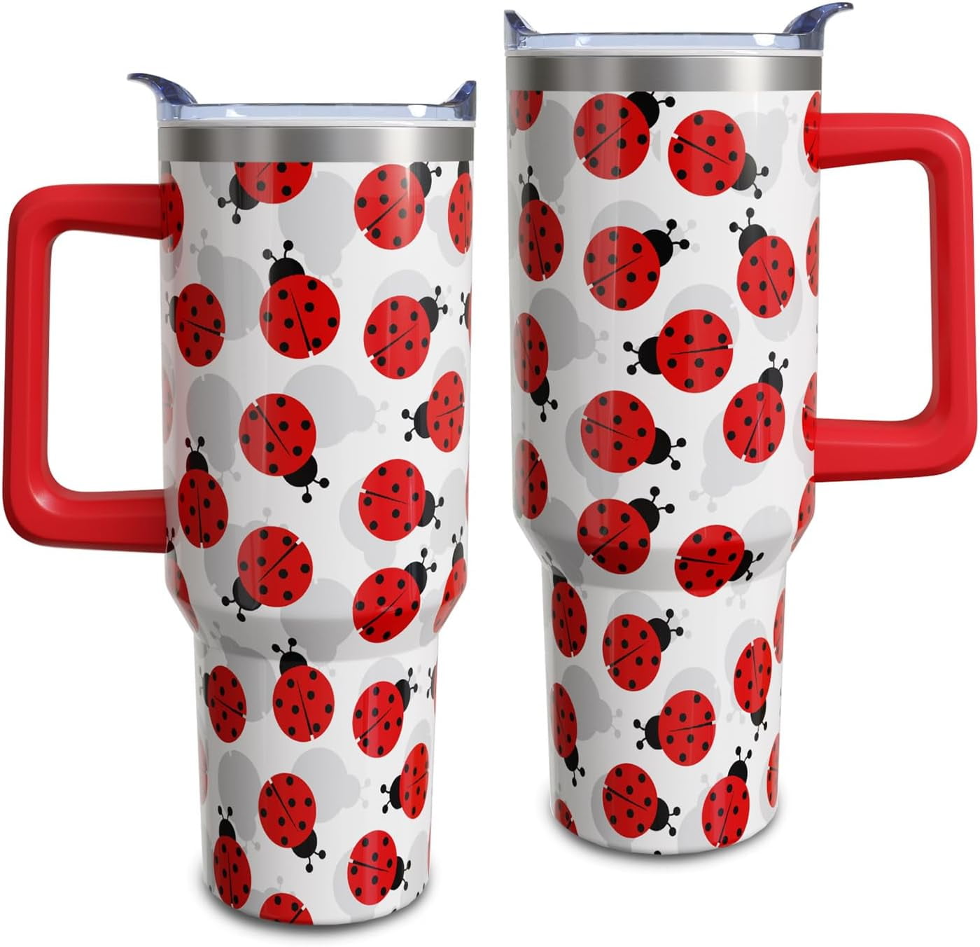 40 oz Ladybug Tumbler With handle and straw,Stainless Steel Cup Extra ...