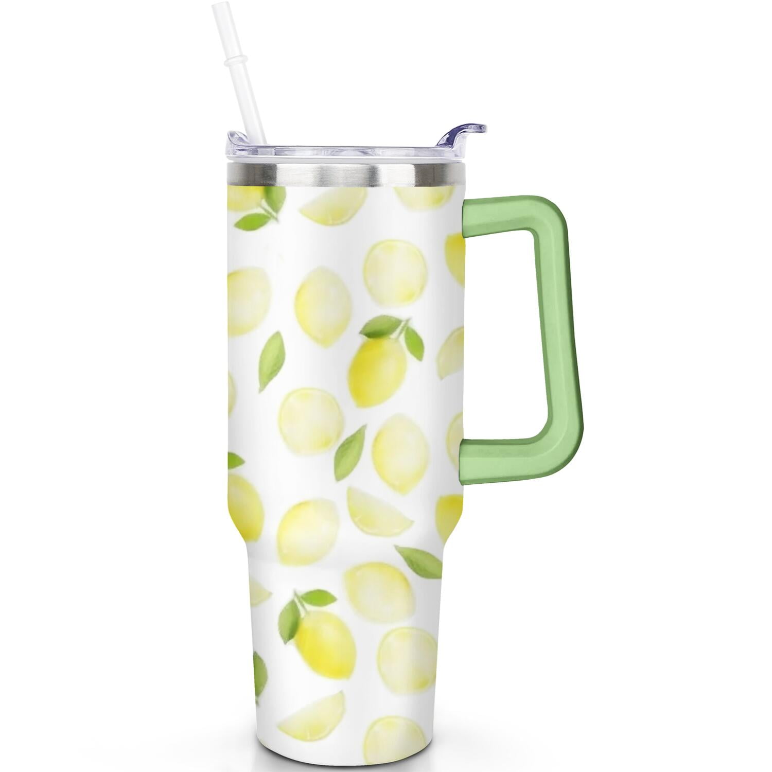 40 oz Lemon Theme Tumbler Handle & Spill Proof Lid 40oz Lemon Tumbler ...