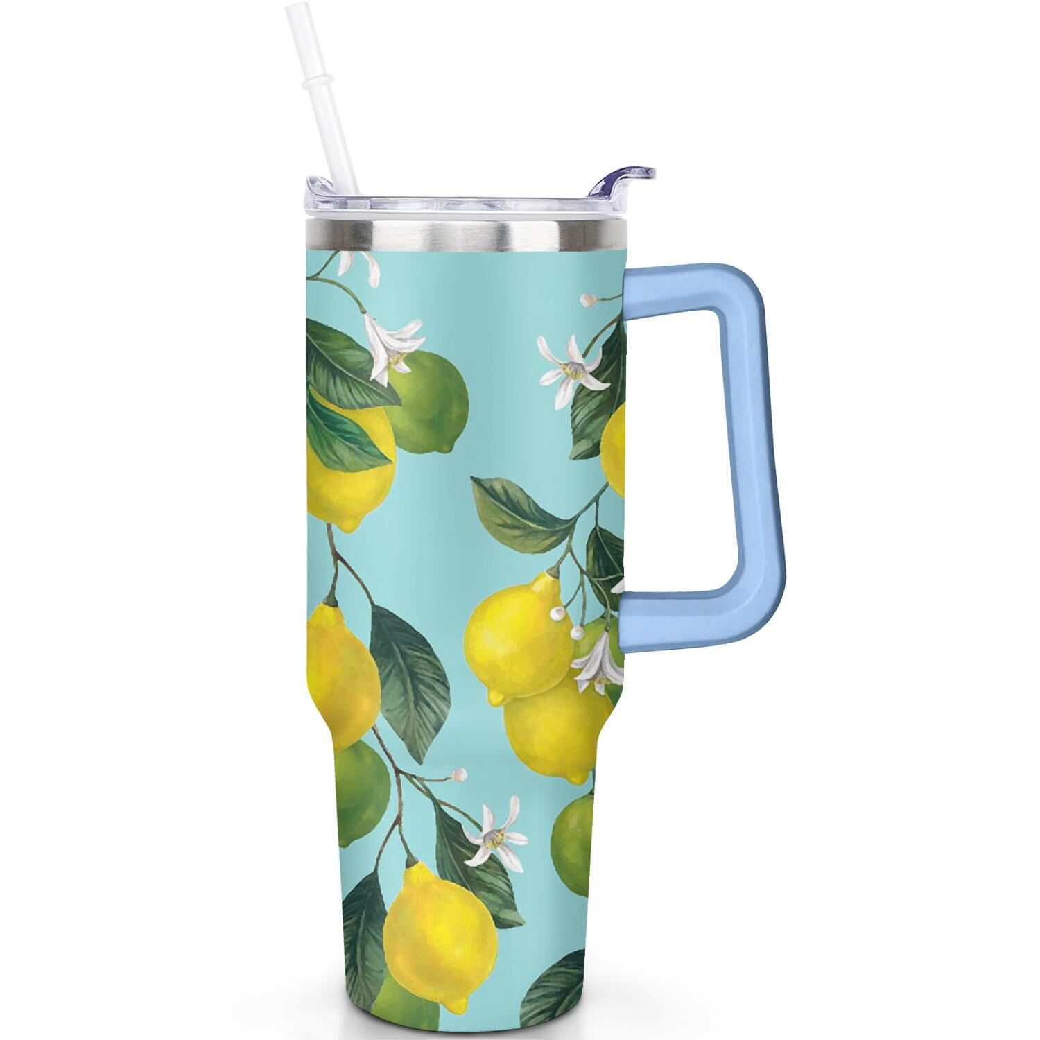 40 oz Lemon Theme Tumbler with Spill Proof Lid Handle 40oz Lemon ...