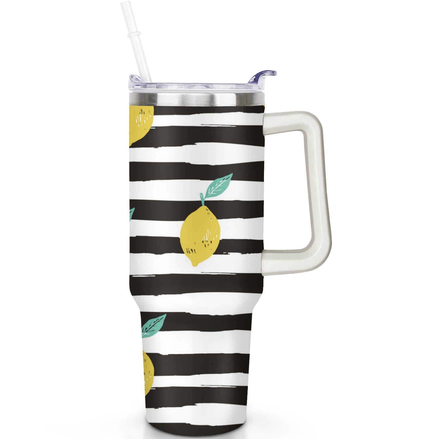 40 oz Lemon Theme Tumbler with Handle 40oz Lemon Tumbler Spill Proof ...