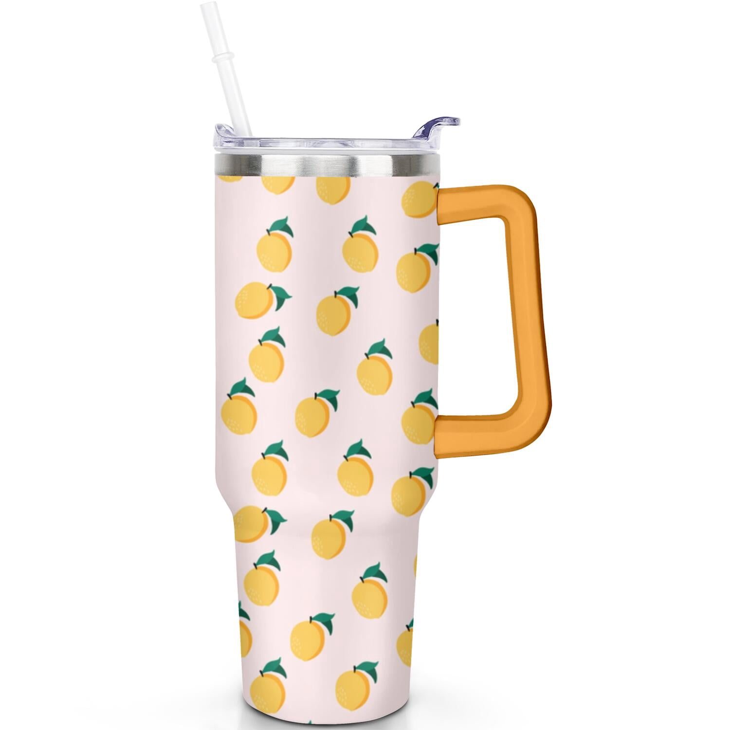 40 oz Lemon Theme Tumbler with Handle & Straw 40oz Lemon Tumbler Spill ...