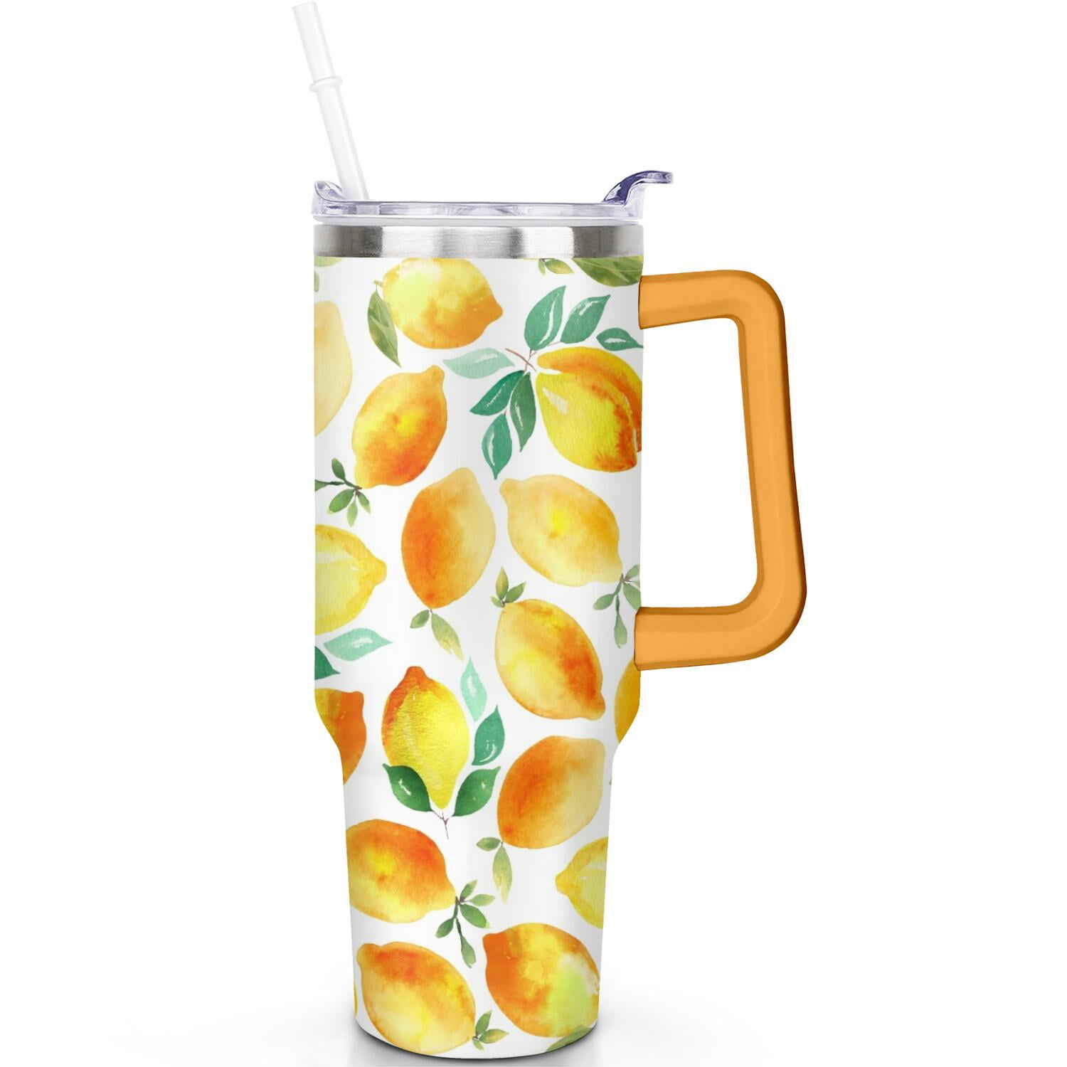 40 oz Lemon Tumbler Lemon Theme 40oz Tumbler with Handle Spill Proof ...