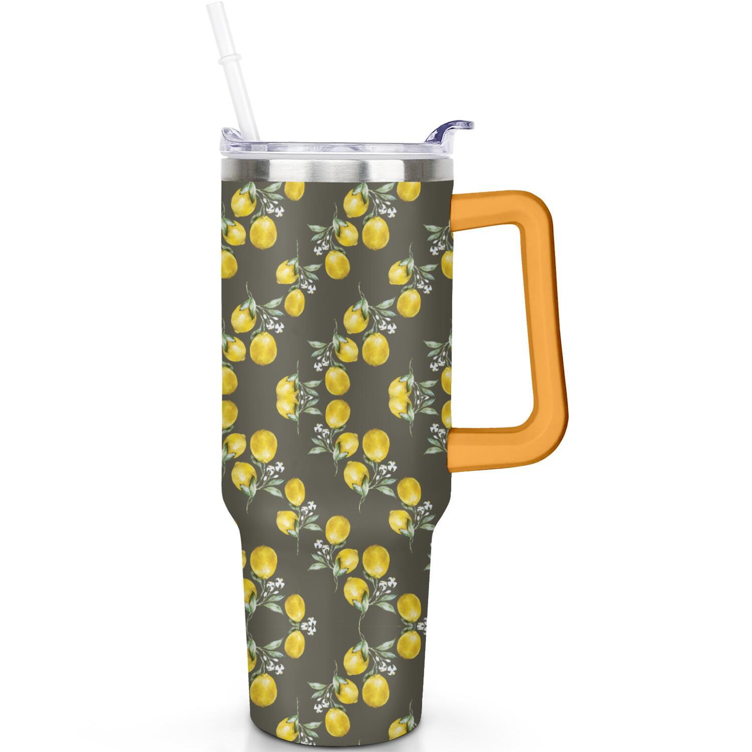 40 oz Lemon Tumbler Lemon Theme 40oz Tumbler with Handle Spill Proof ...