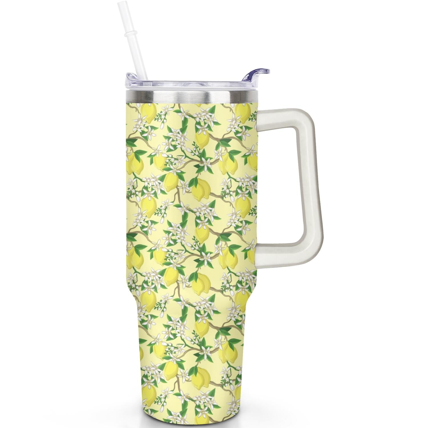 40 oz Lemon Tumbler with Handle & Straw Spill Proof Lid 40oz Lemon ...