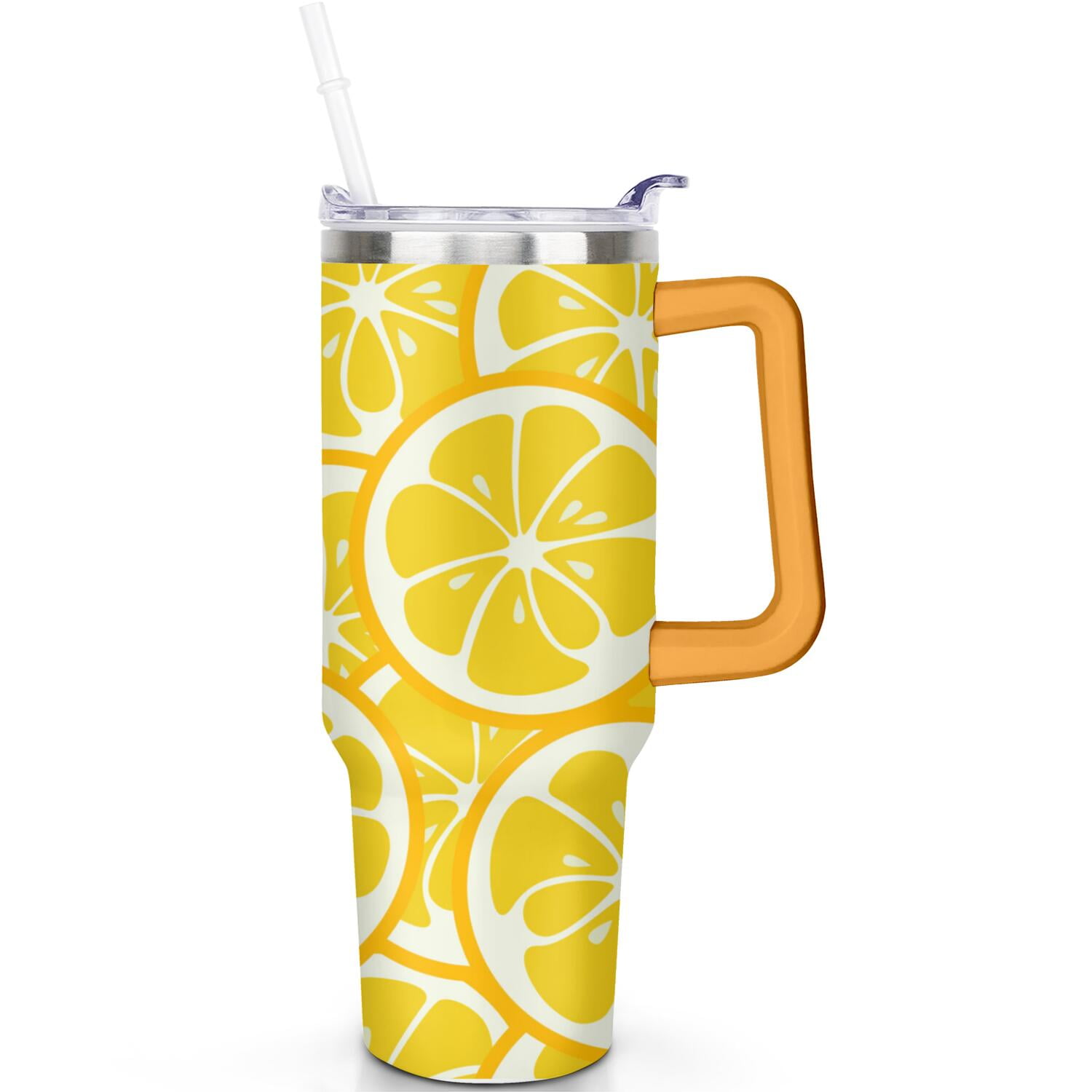 40 oz Lemon Tumbler with Handle & Straw Spill Proof Lid 40oz Lemon ...