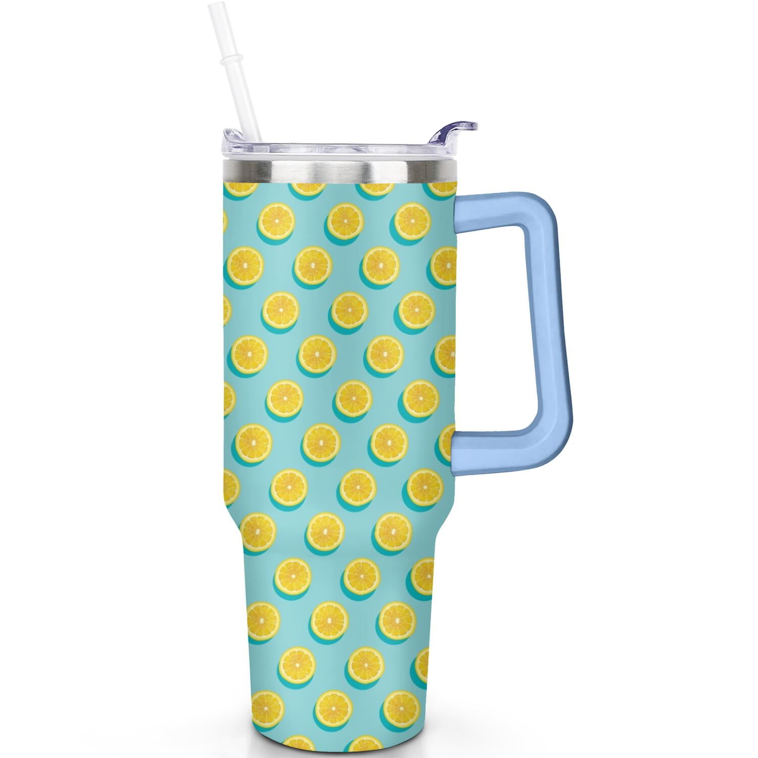 40 oz Lemon Tumbler with Spill Proof Lid & Straw Lemon Theme 40oz ...
