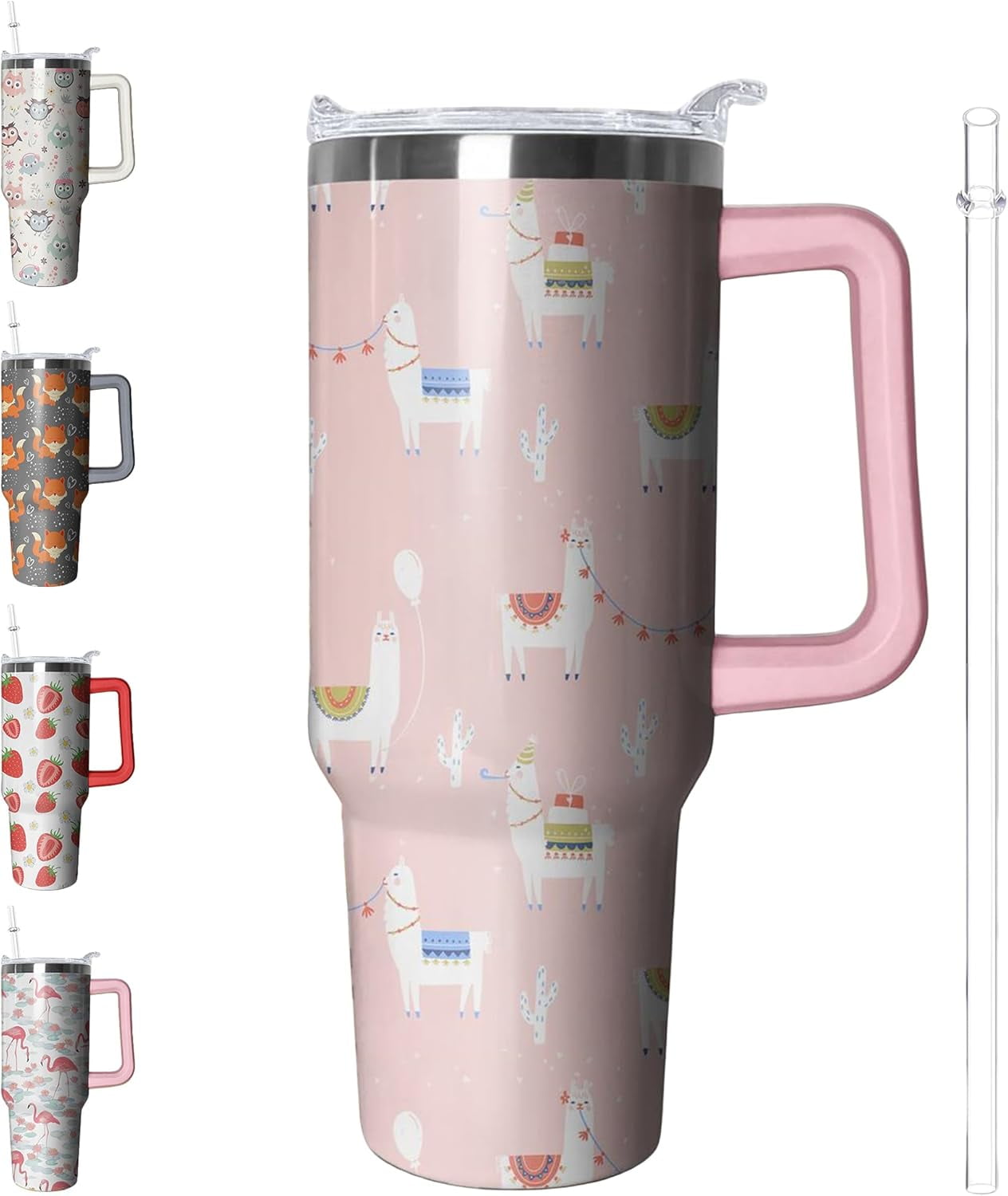 40 oz Llama Tumbler with Handle and Straw, Alpaca Insulated Stainless ...
