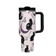 40 oz Mystical Black Cat & Moon Print Tumbler with Handle & Straw ...
