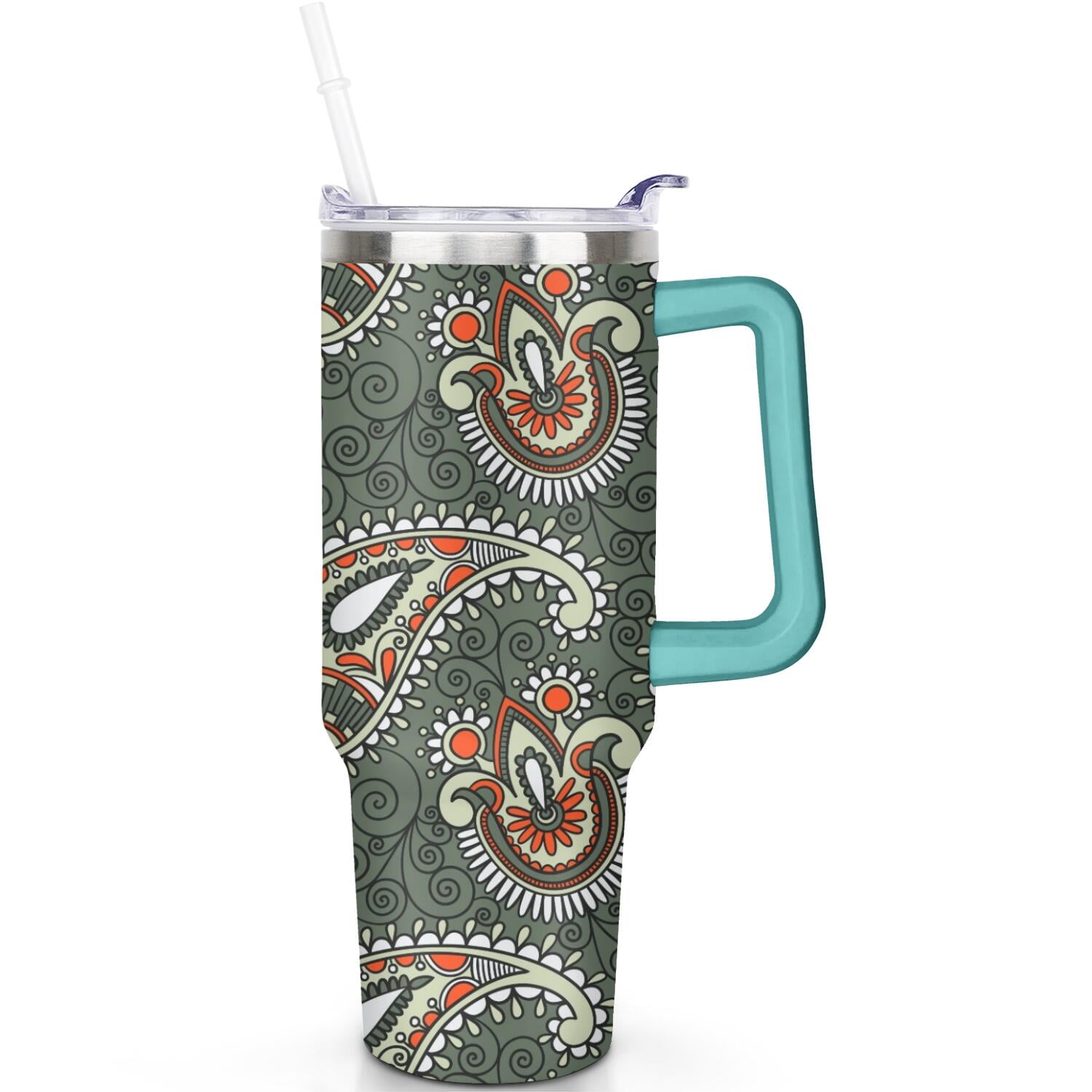 40 oz Paisley Tumbler with Spill Proof Lid and Straw 40oz Paisley Theme ...