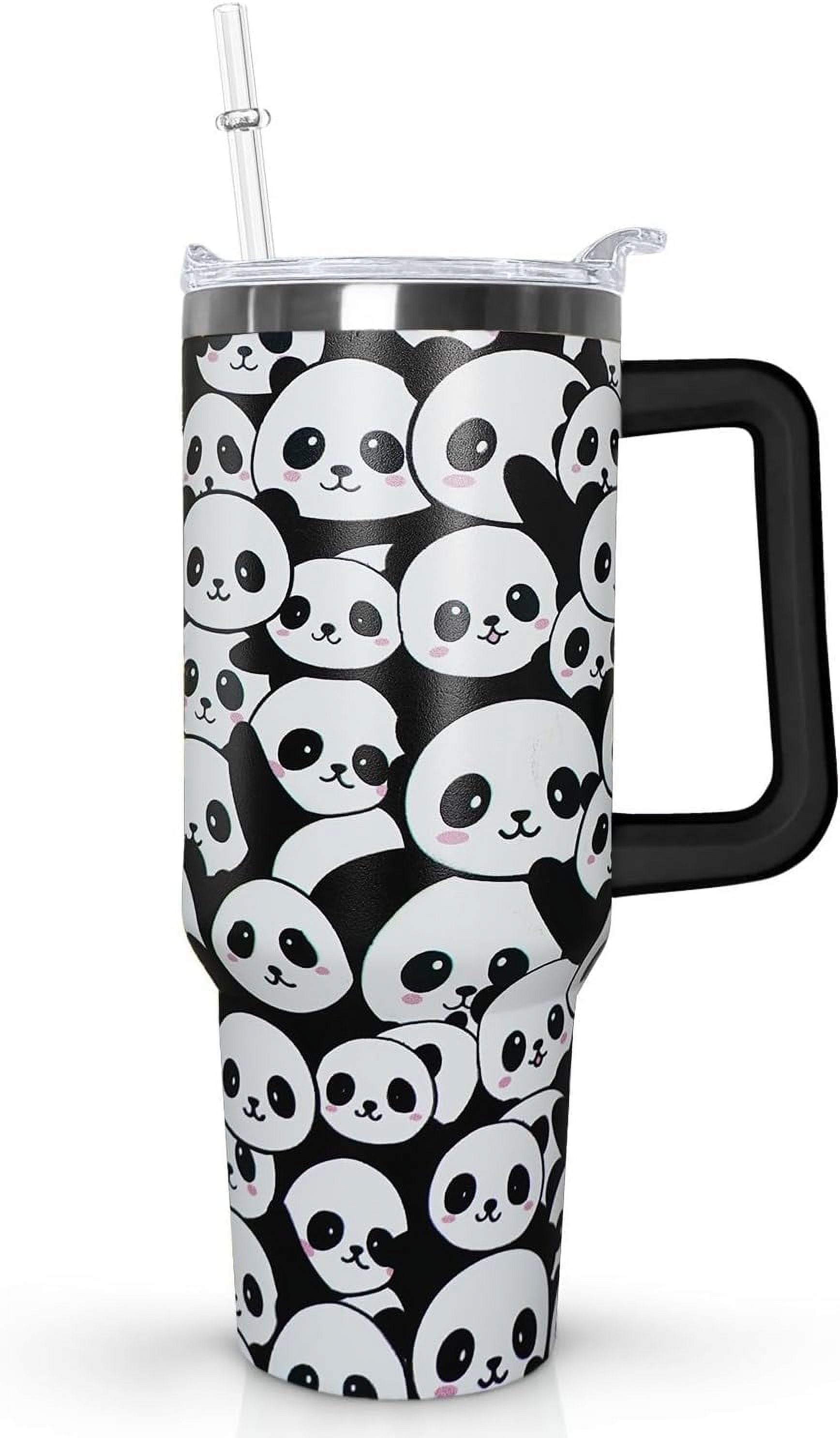 40 oz Panda Tumbler with lid and Straw, Panda Stainless Steel Cup ...