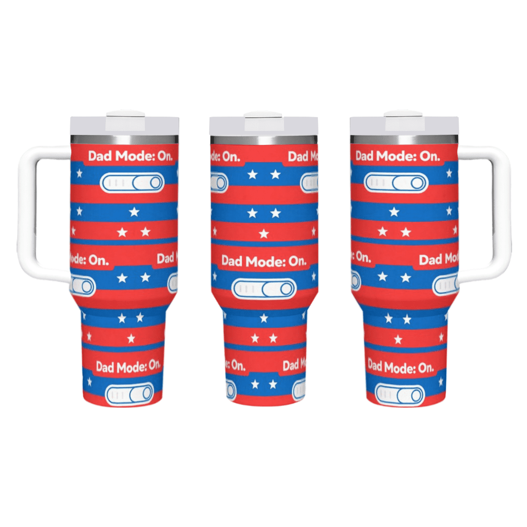 40 oz Patriotic "Dad Mode: On" Tumbler with Handle & Straw, Funny Dad ...