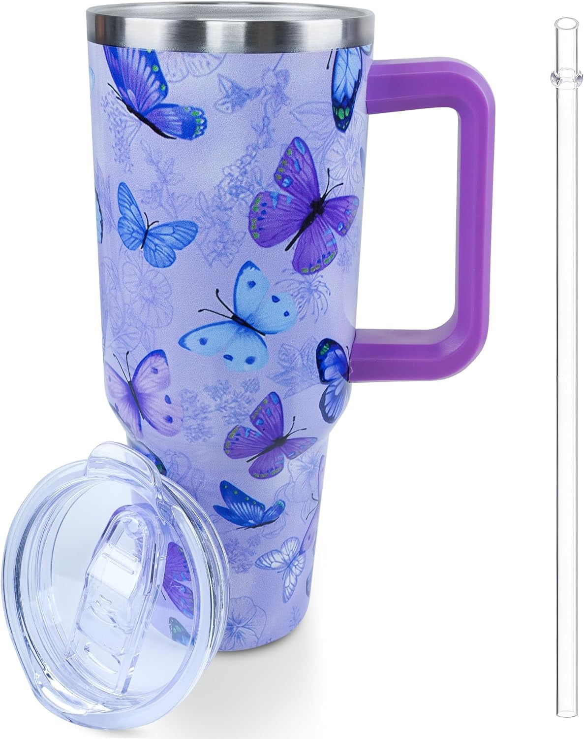 Grey Canis Tumbler with Handle and Straw 40 oz Christmas Gifts ...