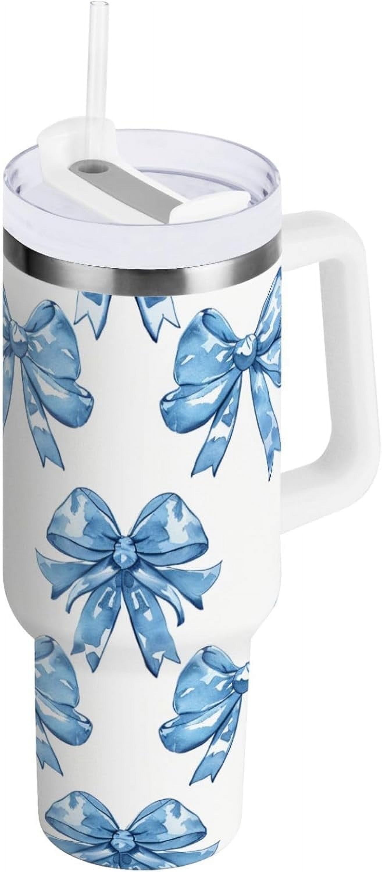40 oz Red Cherry Bow Tumbler with Handle, Insulated Sports Water Bottle ...