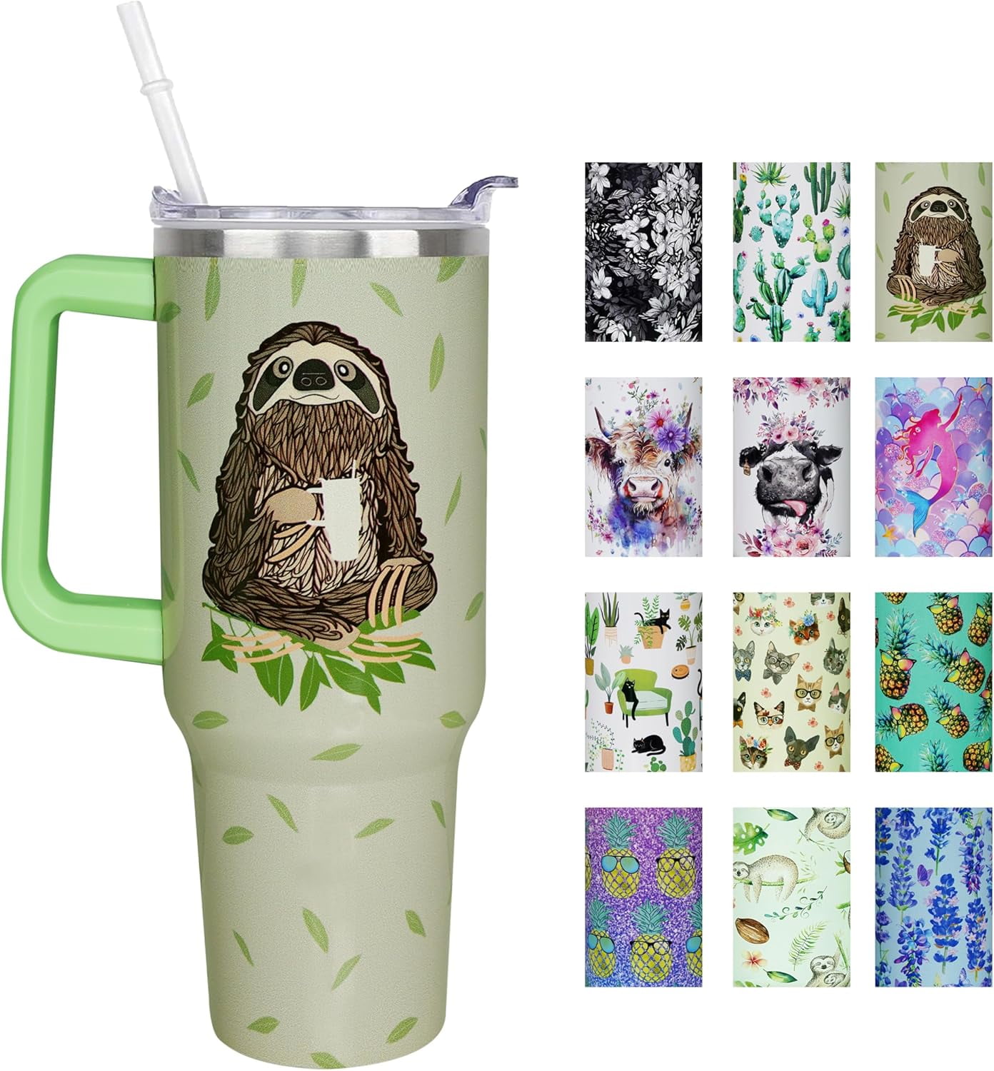 40 oz Sloth Tumbler with Handle and Straw Lid 40oz Sloth Gifts for ...